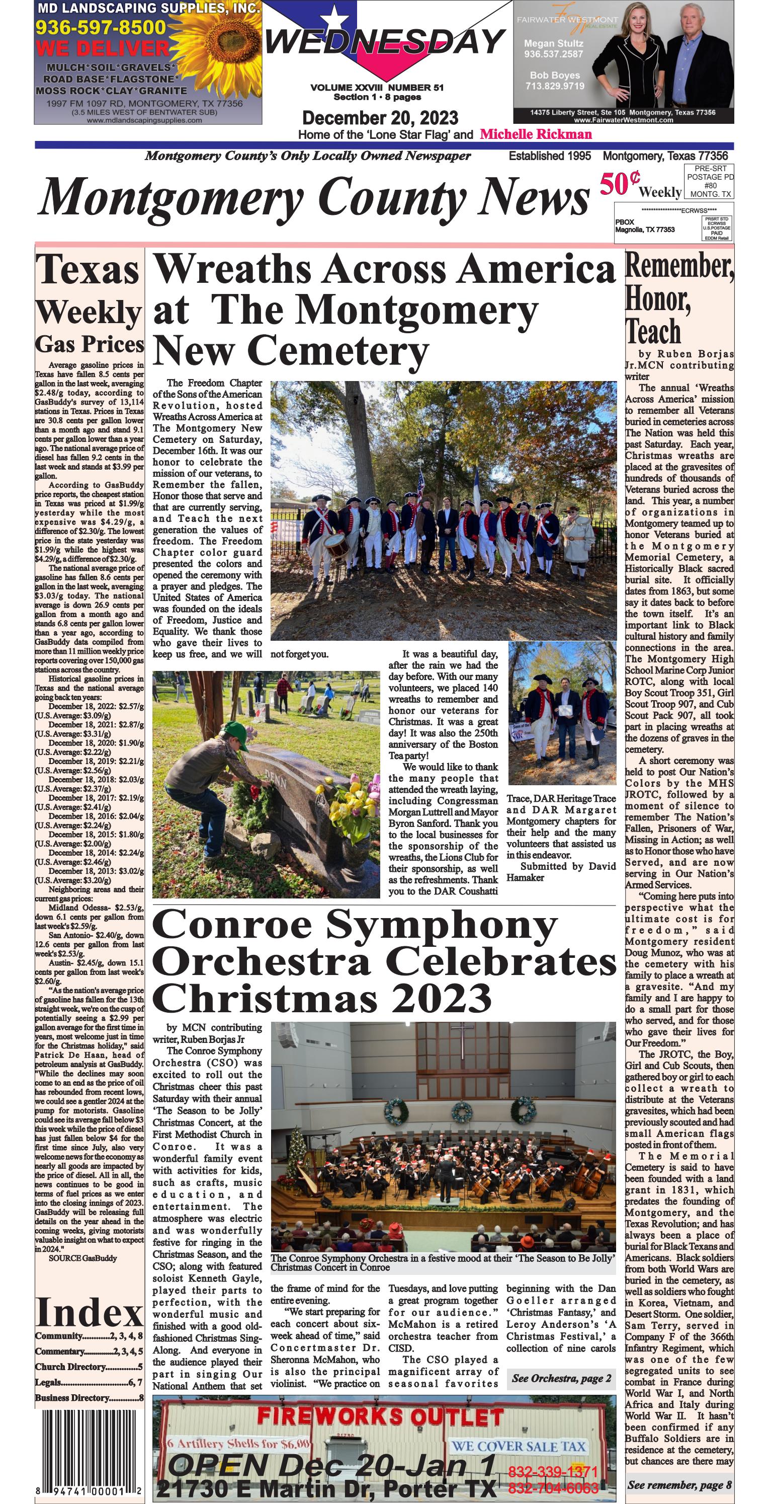 Montgomery County News, December 20, 2023 by Monte West - Issuu