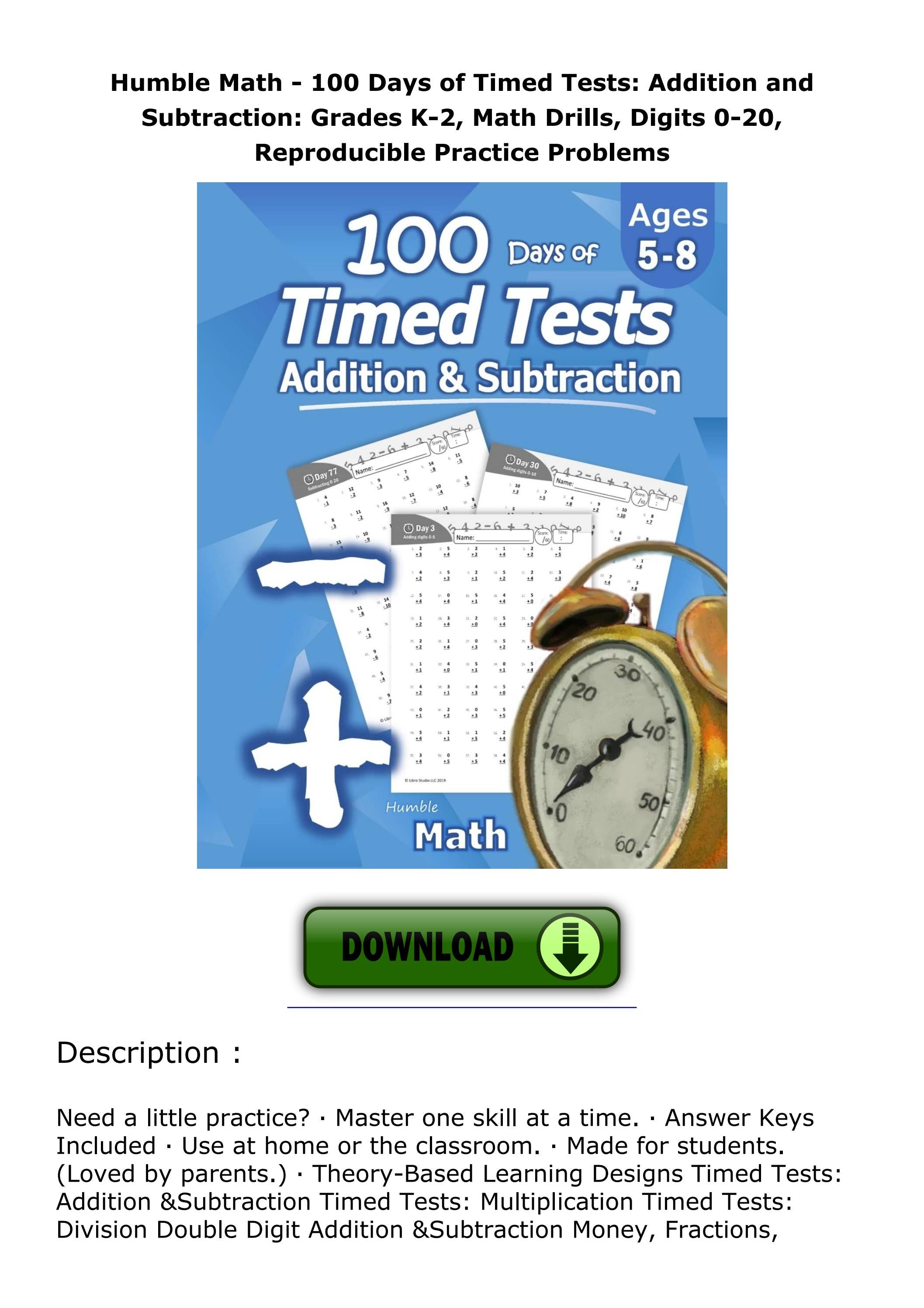 [PDF ️ READ ONLINE️⚡️] Humble Math - 100 Days of Timed Tests ...