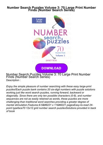 [PDF] Number Search Puzzles Volume 3: 70 Large Print Number Finds ...