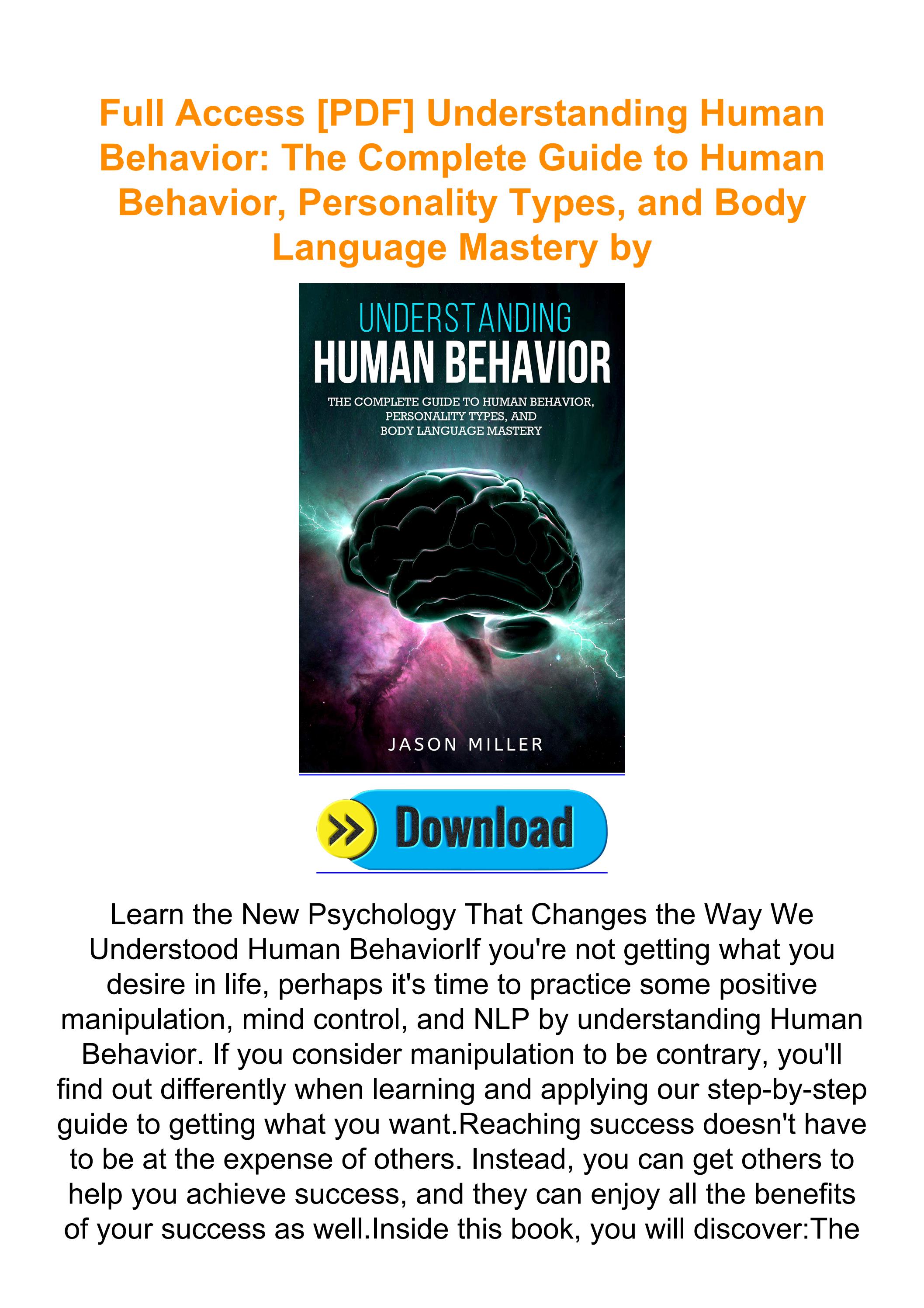 Full Access [PDF] Understanding Human Behavior: The Complete Guide to ...