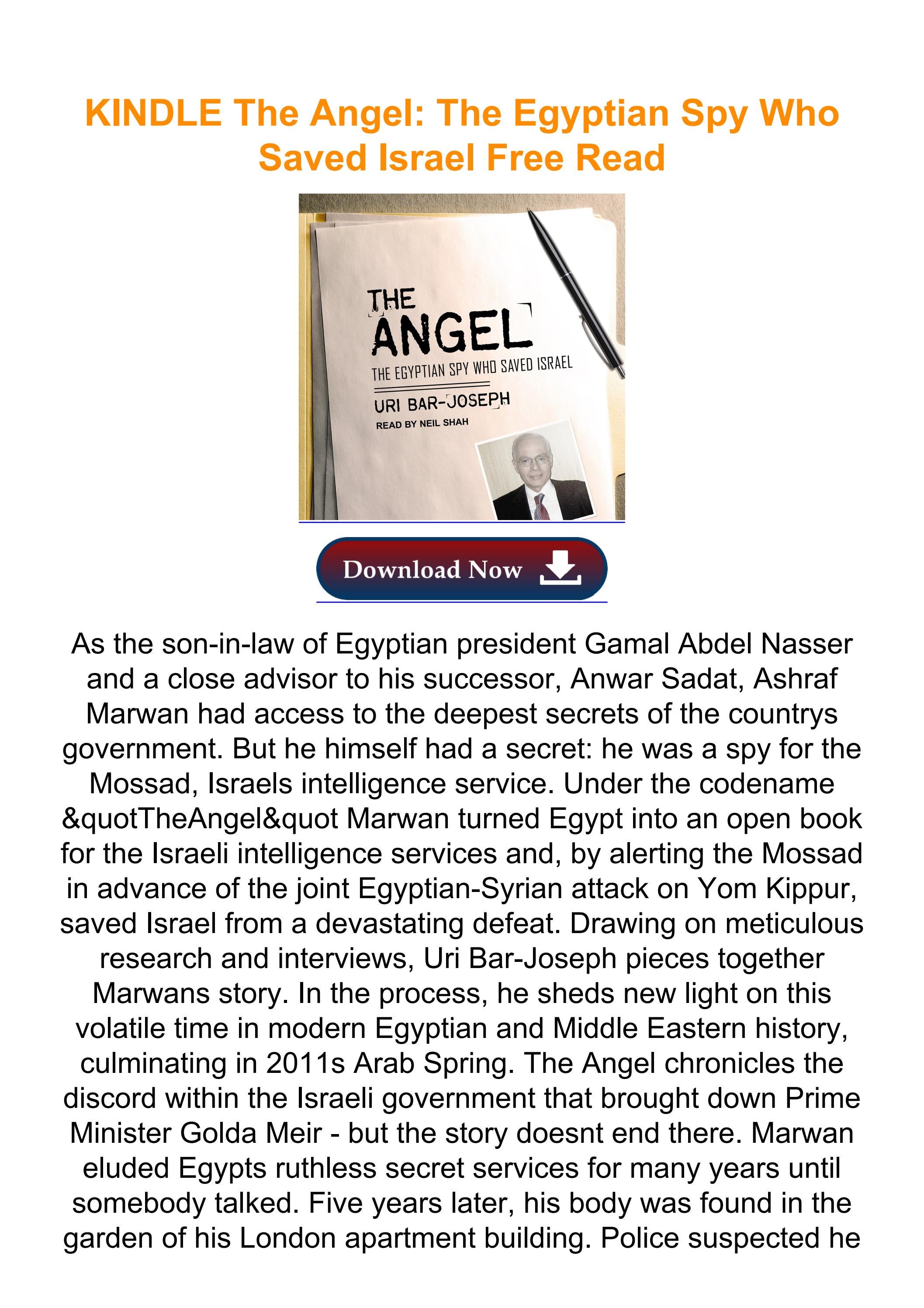 KINDLE The Angel: The Egyptian Spy Who Saved Israel Free Read by ...