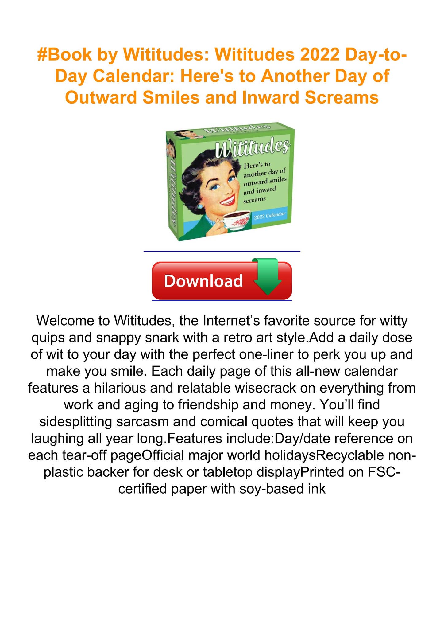 #Book by Wititudes: Wititudes 2022 Day-to-Day Calendar: Here's to ...