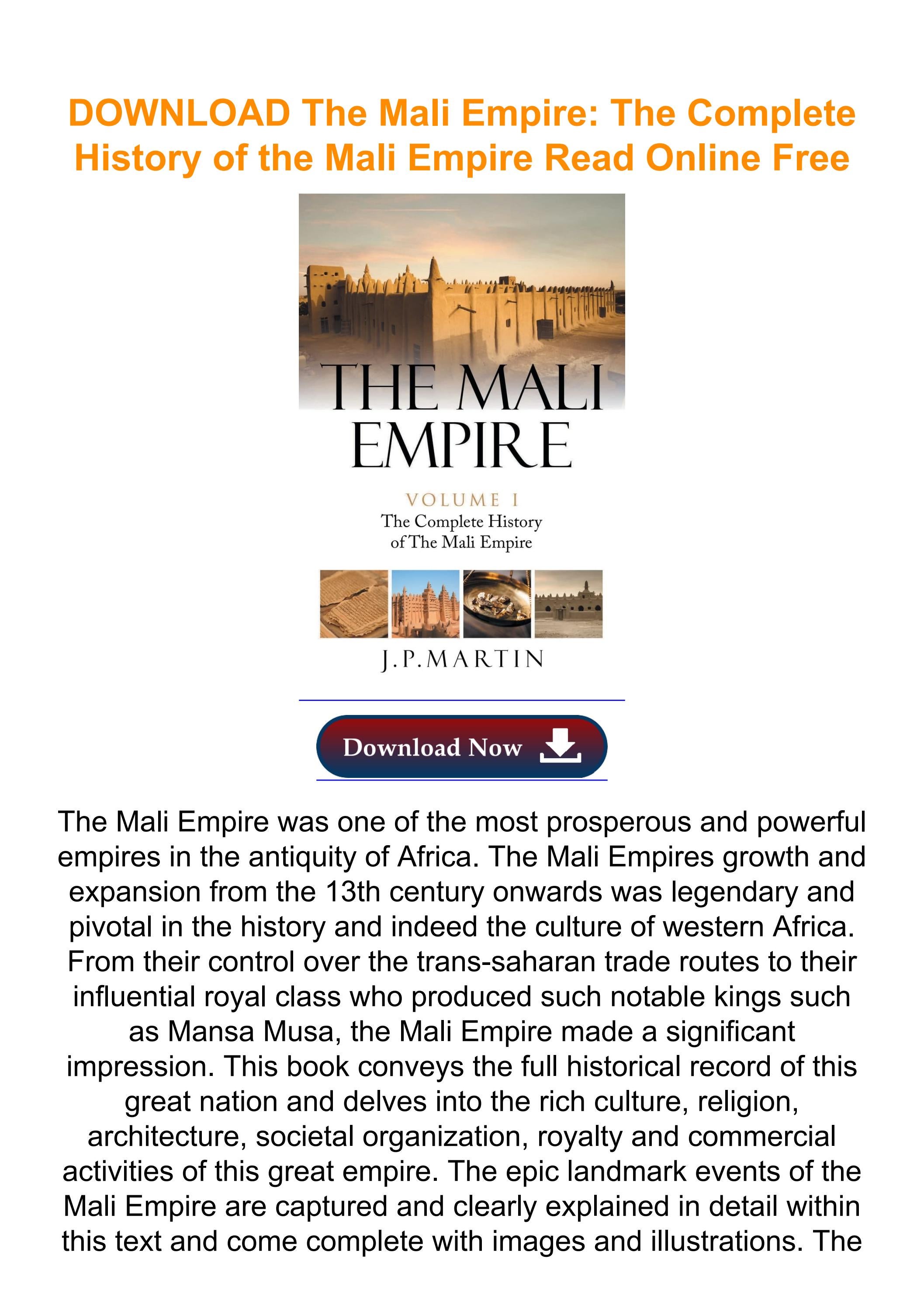 DOWNLOAD The Mali Empire: The Complete History of the Mali Empire Read ...