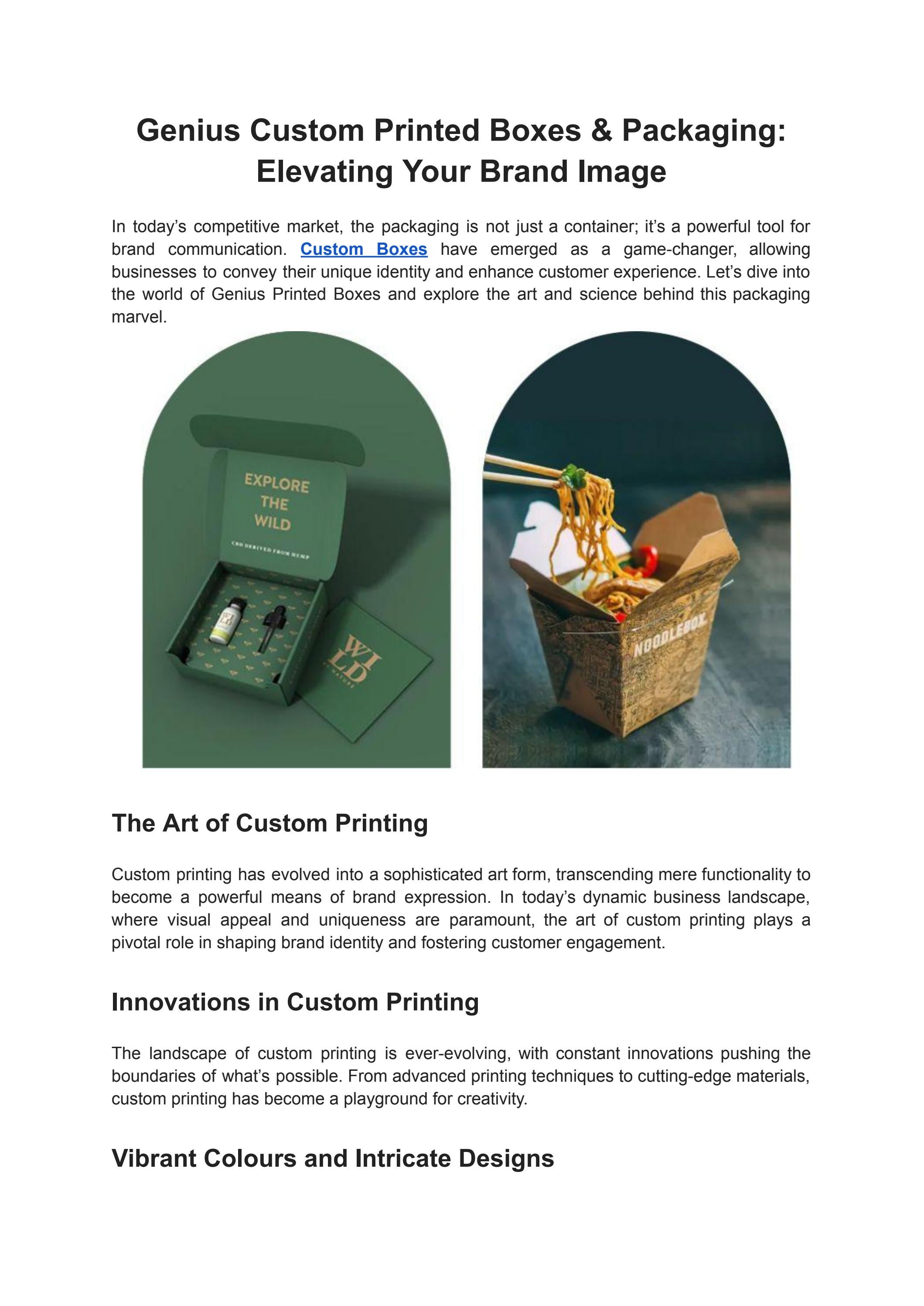 Genius Custom Printed Boxes & Packaging: Elevating Your Brand Image by ...