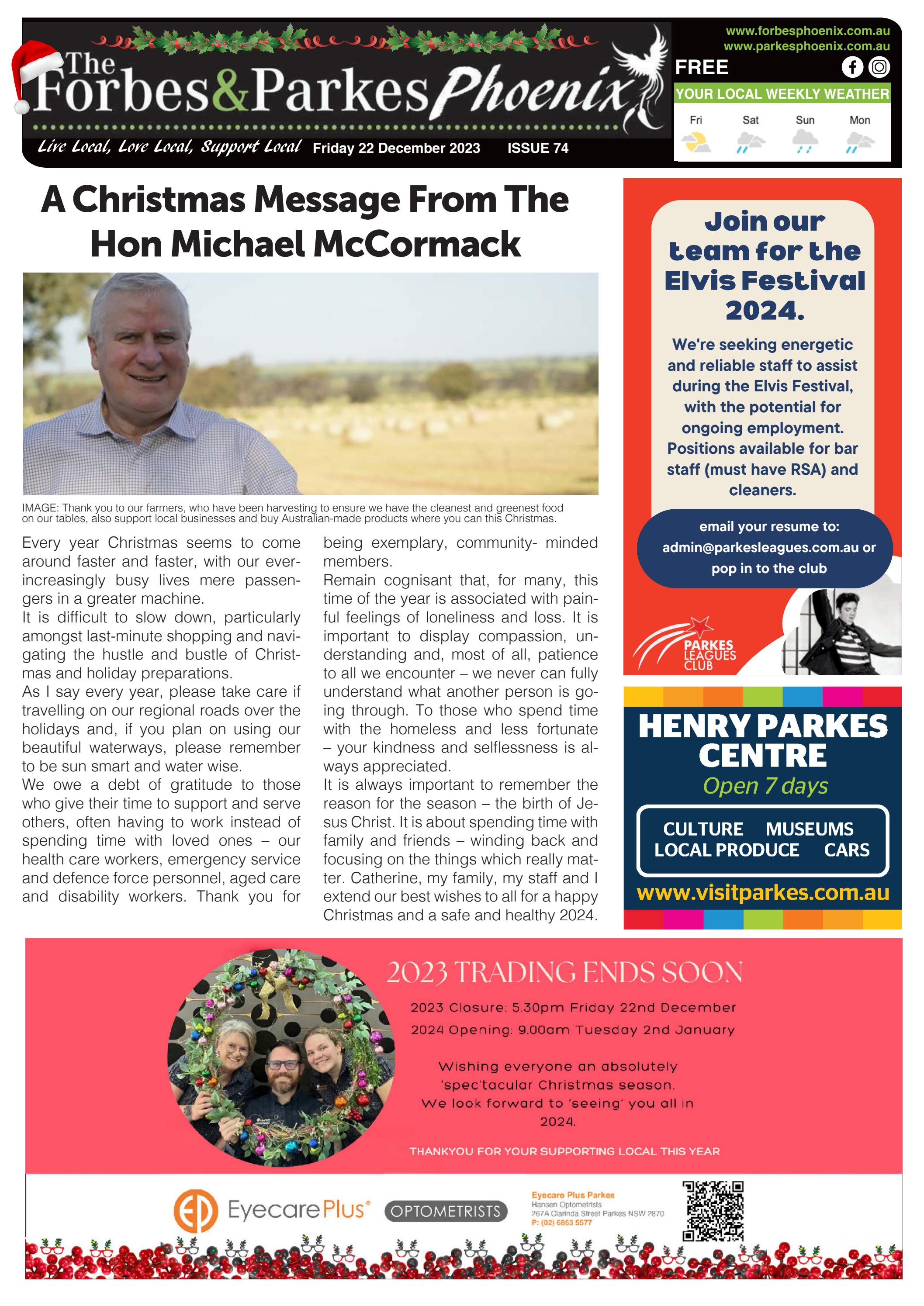 The Forbes & Parkes Phoenix Issue 74 by Canowindra Phoenix - Issuu
