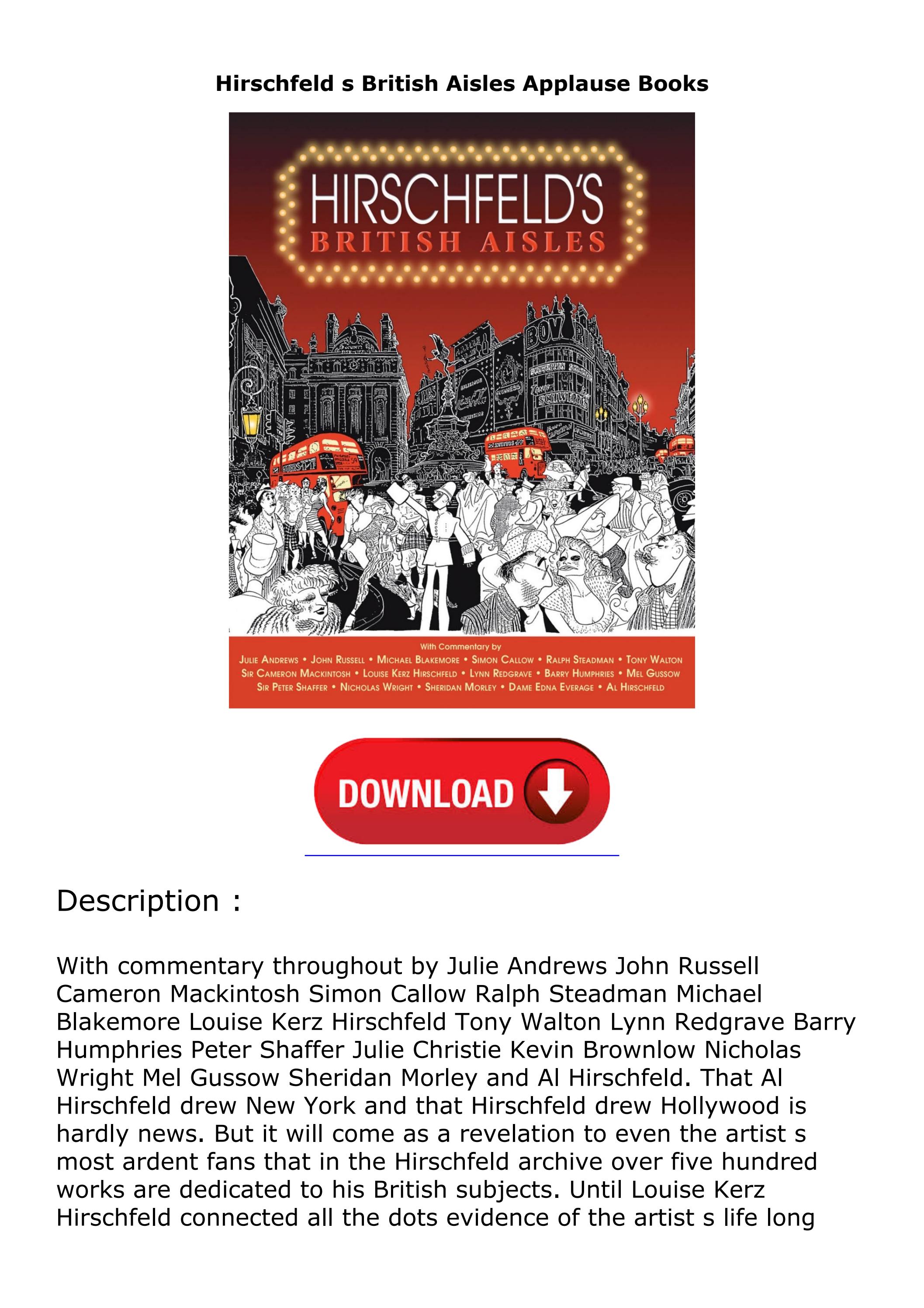 ️get (⚡️pdf⚡️) download Hirschfeld s British Aisles Applause Books by ...