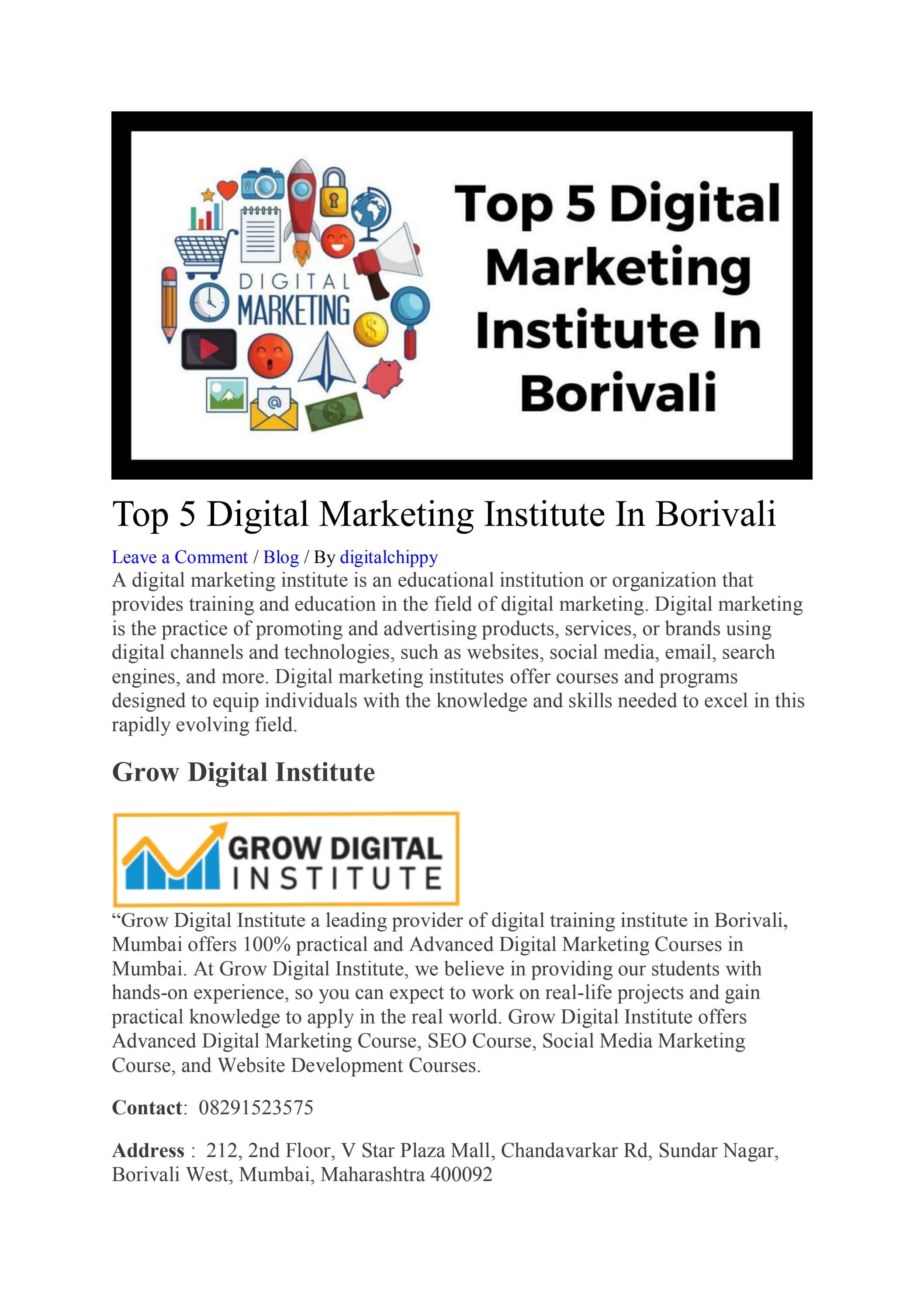 Top 5 Digital Marketing Institute In Borivali by Chippy Menon - Issuu