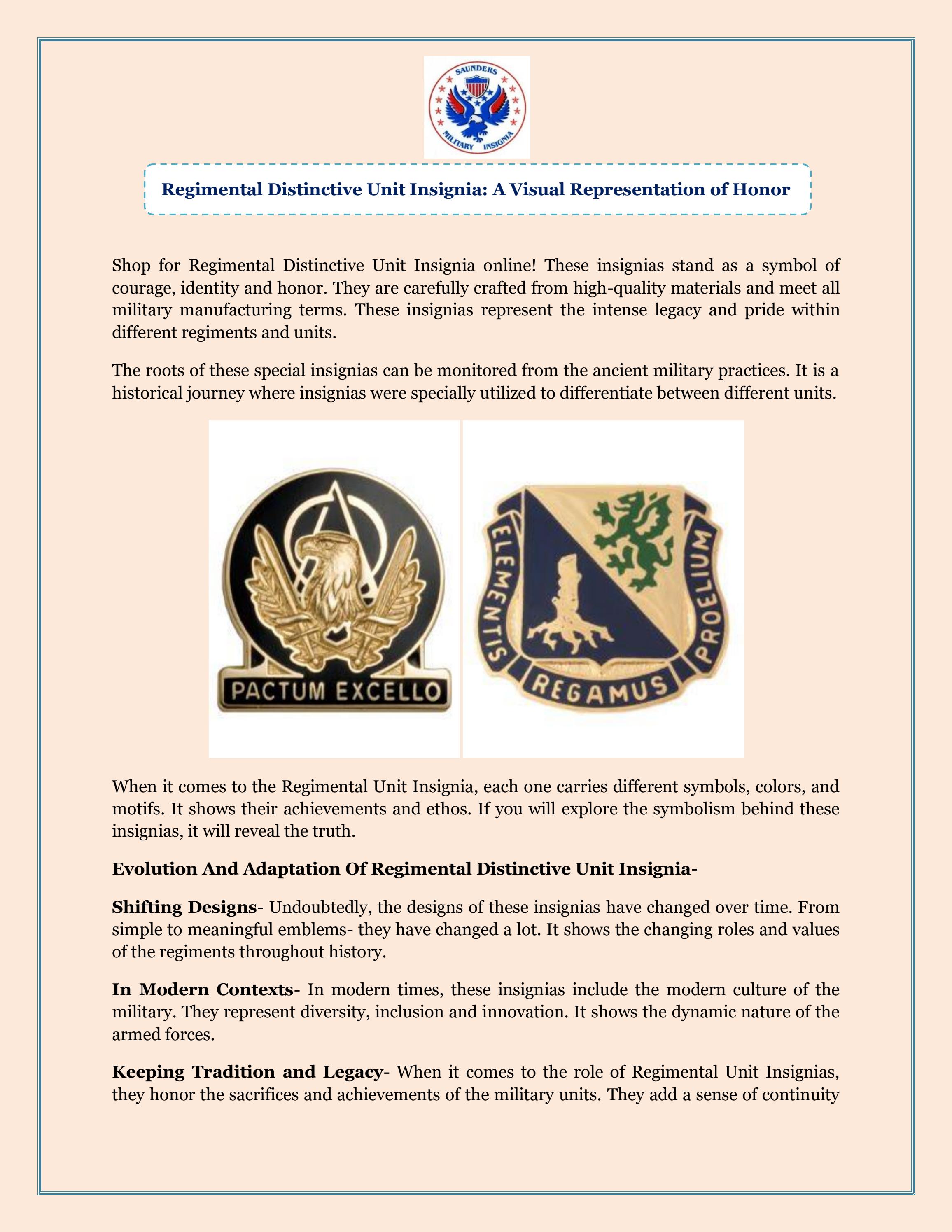 Regimental Distinctive Unit Insignia: A Visual Representation of Honor ...