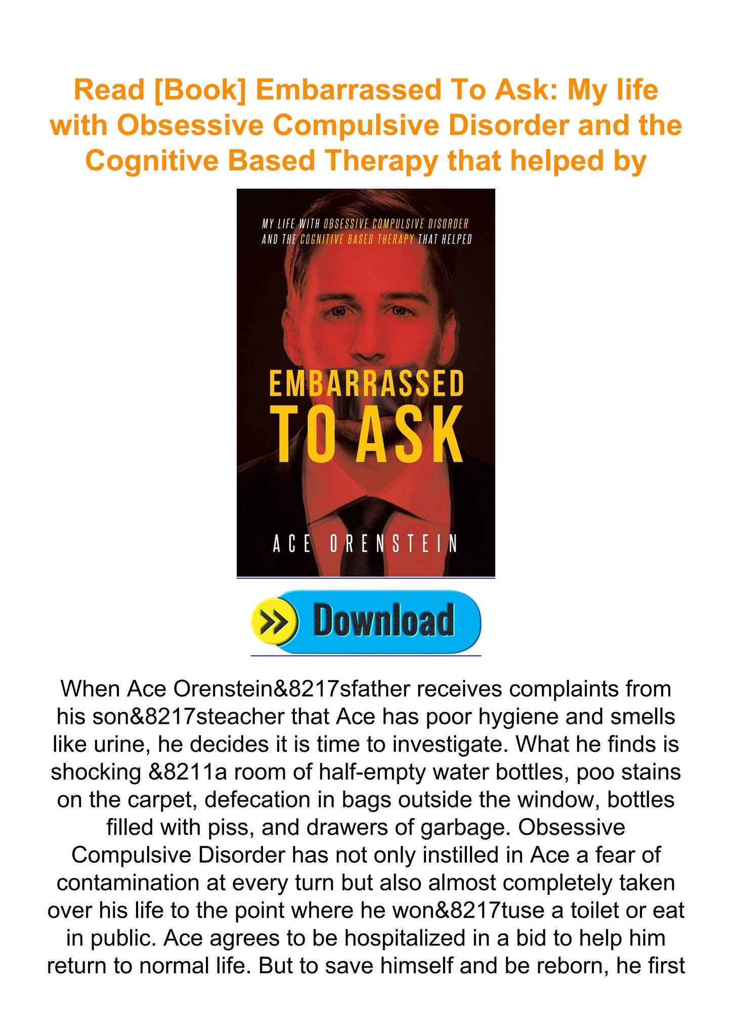 Read [Book] Embarrassed To Ask: My life with Obsessive Compulsive ...