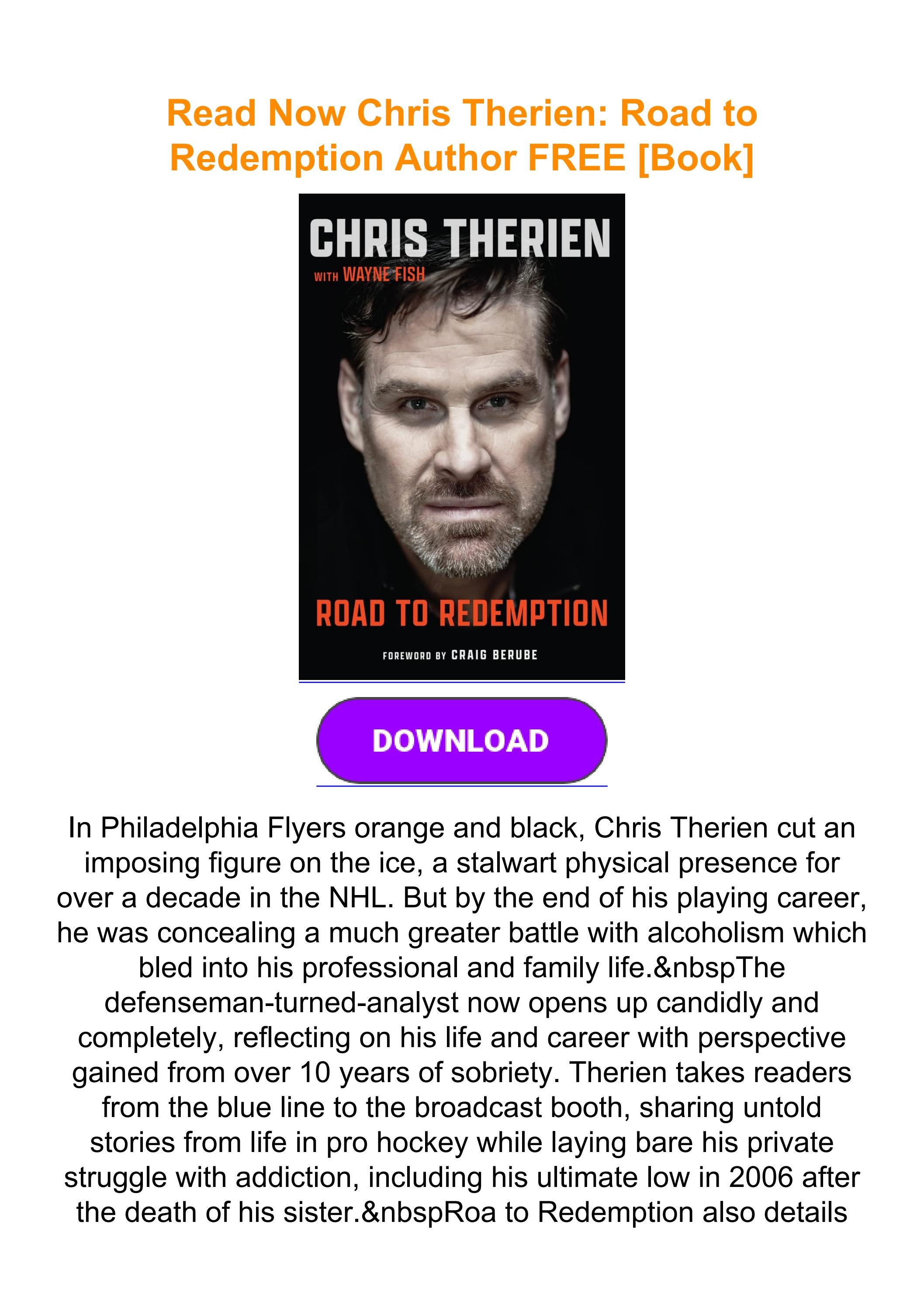 Read Now Chris Therien: Road to Redemption Author FREE [Book] by ...