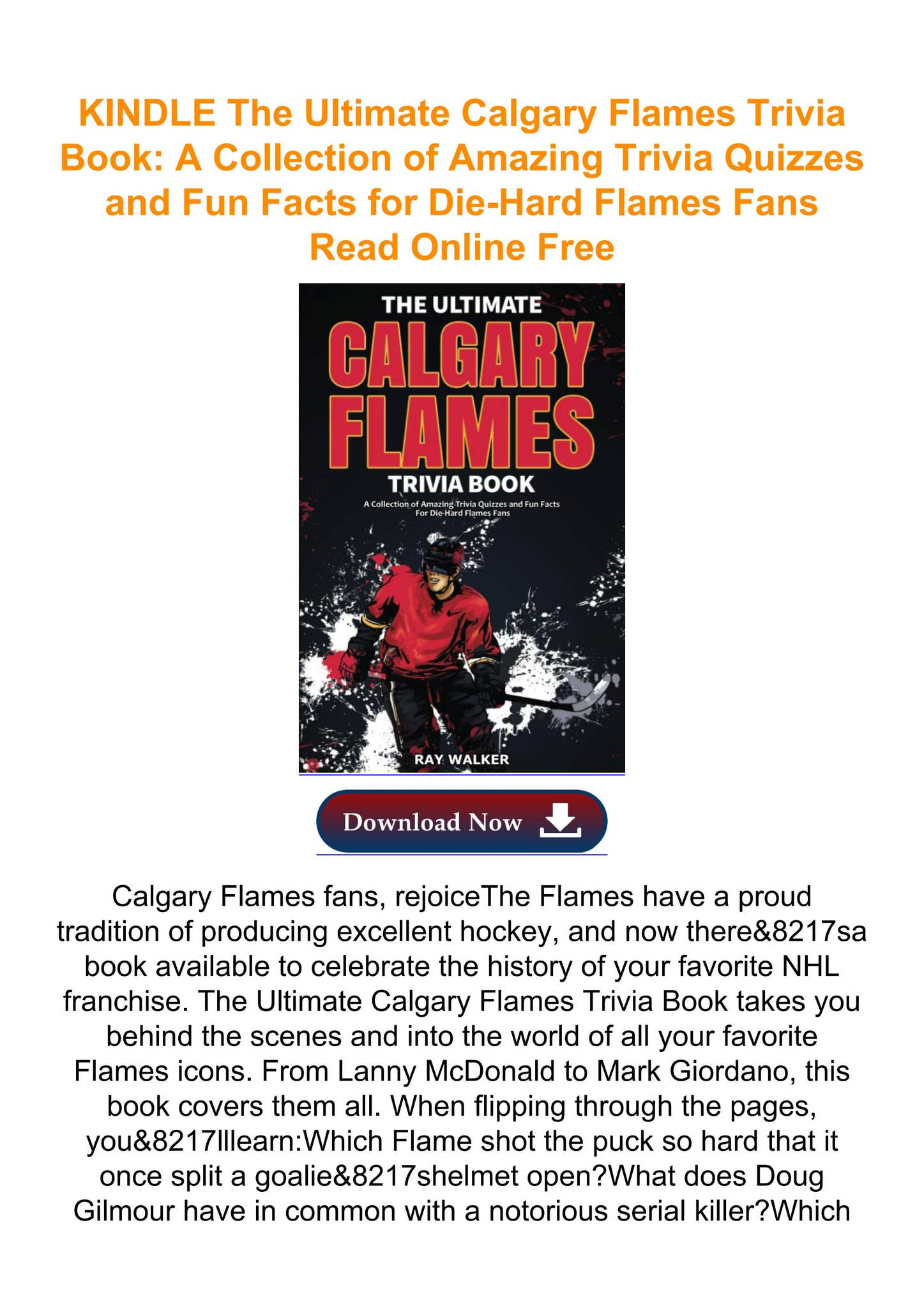KINDLE The Ultimate Calgary Flames Trivia Book: A Collection of Amazing ...