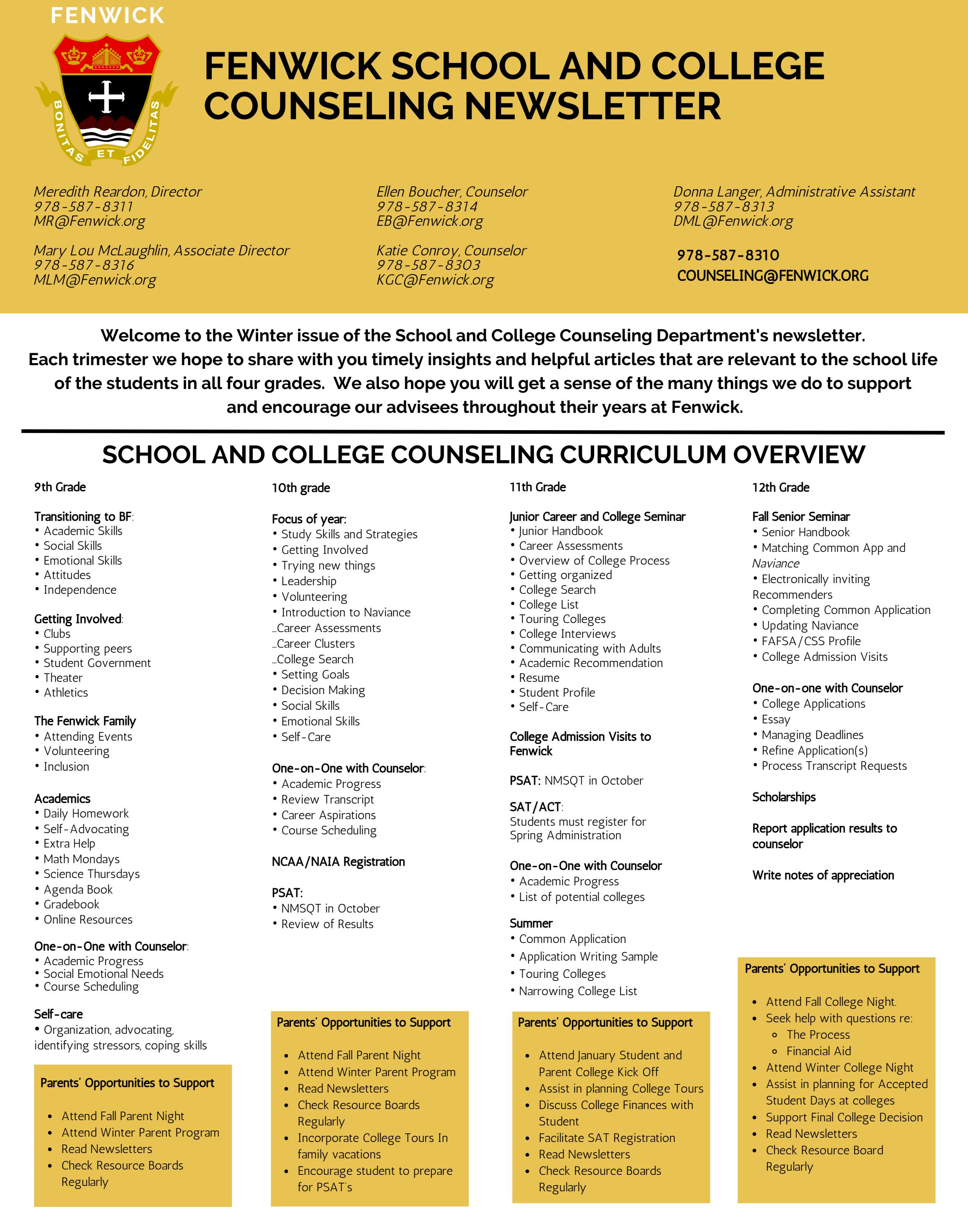 School and College Counseling Newsletter - December by Bishop Fenwick ...