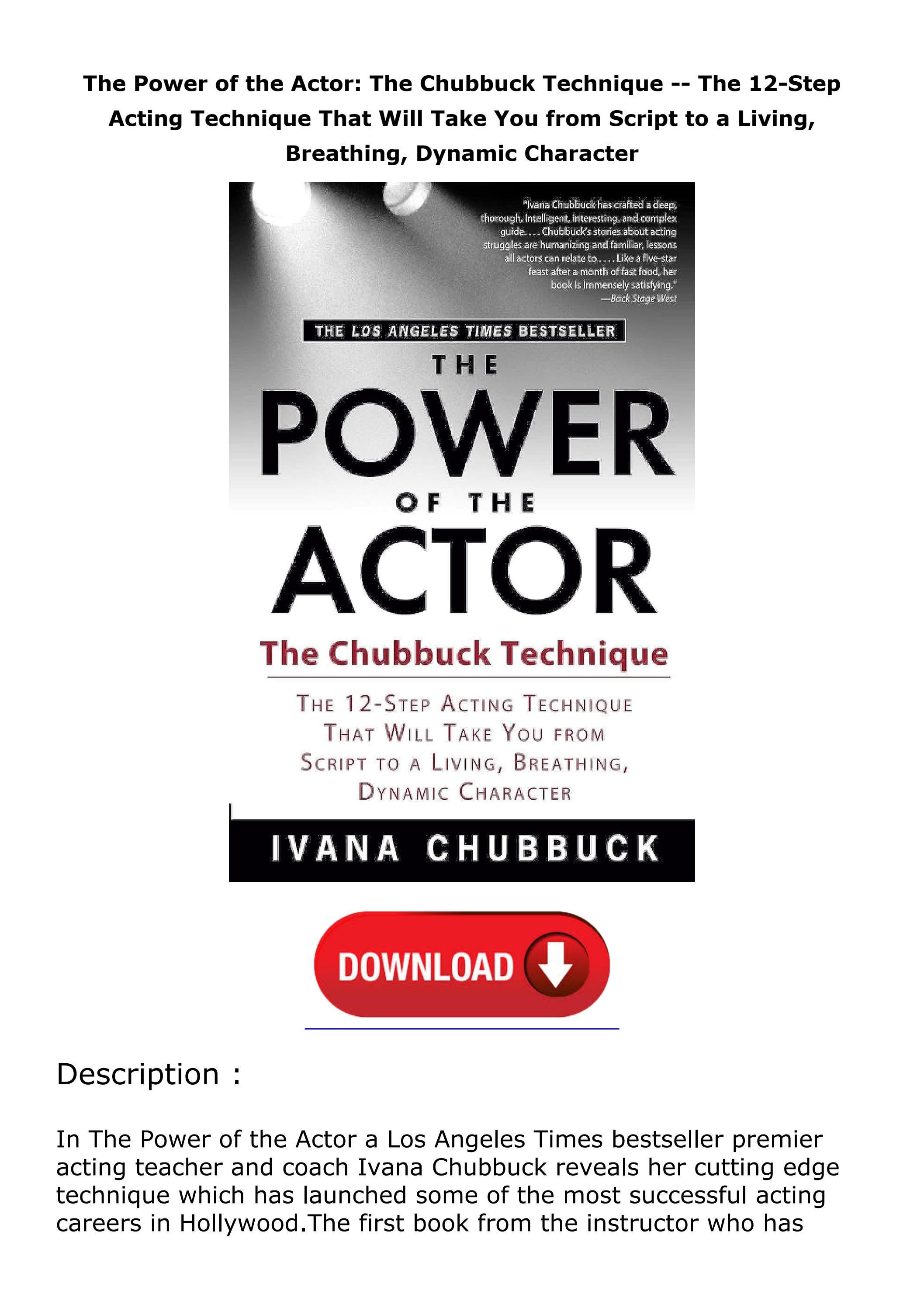 Download⚡PDF The Power of the Actor: The Chubbuck Technique -- The 12 ...