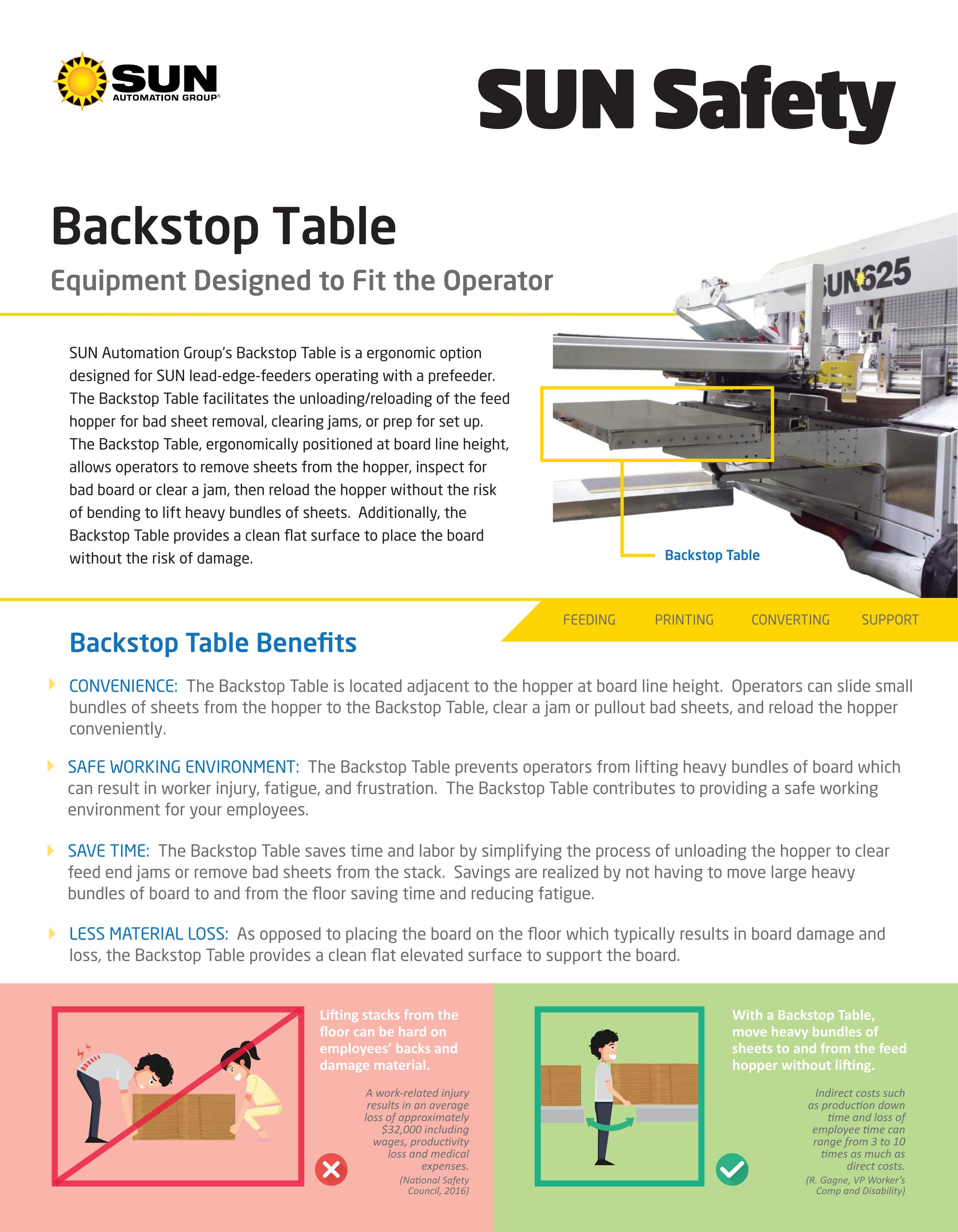 Backstop Table Brochure by Sun Automation Group - Issuu