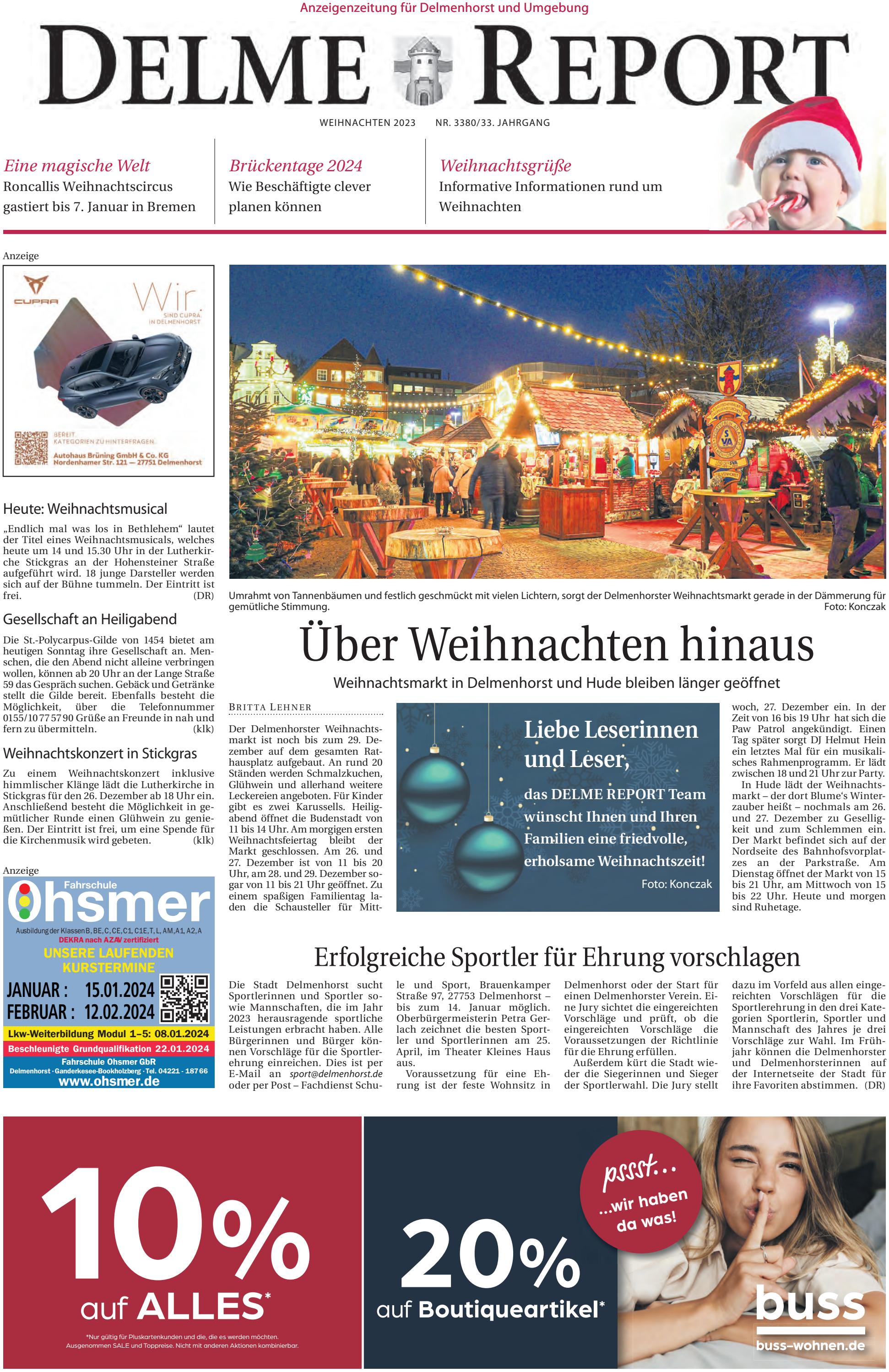 Delme Report vom 24.12.2023 by Weser Wochenblatt Verlagsgesellschaft ...