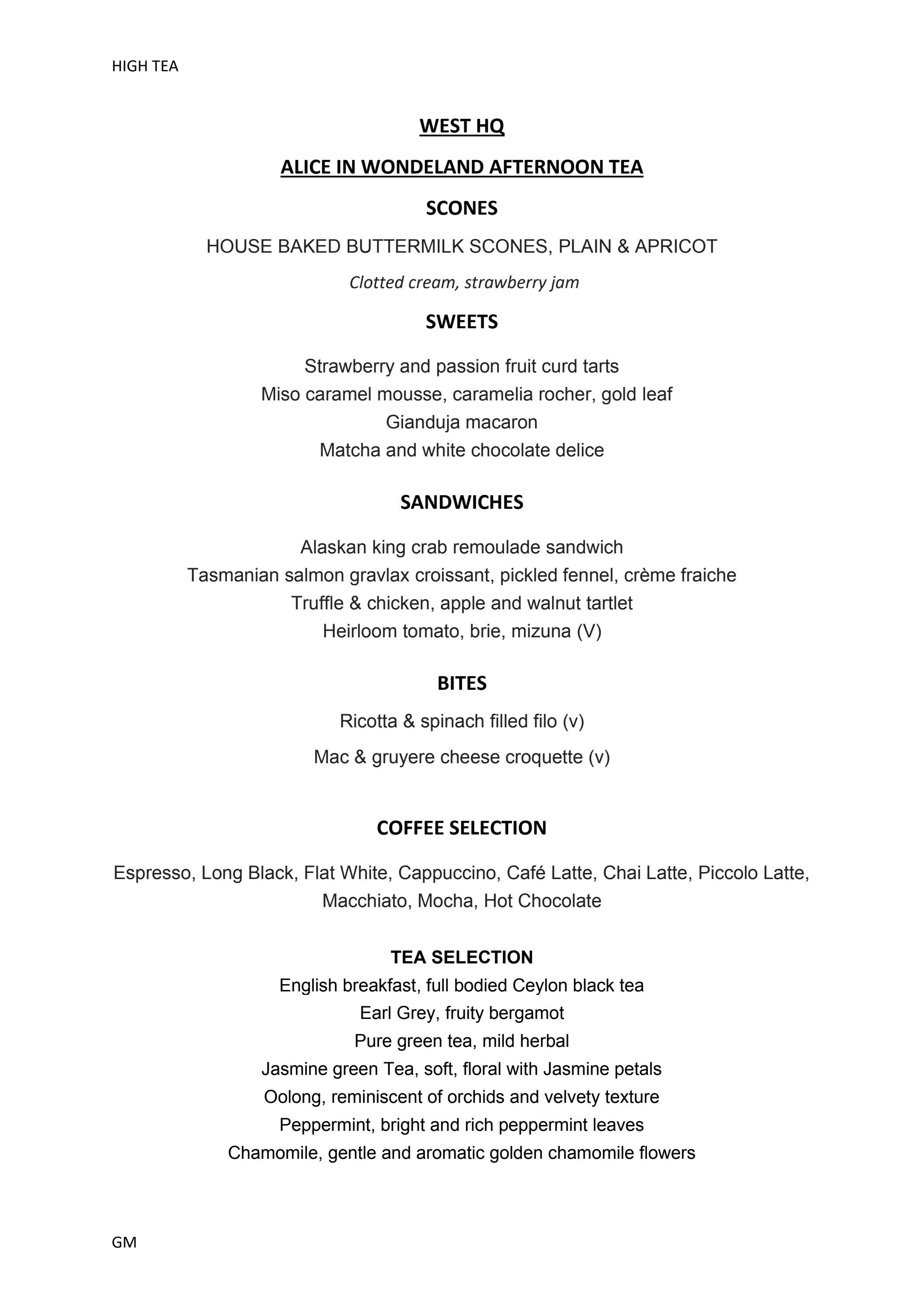 Alice Afternoon Tea Menu by westhq - Issuu