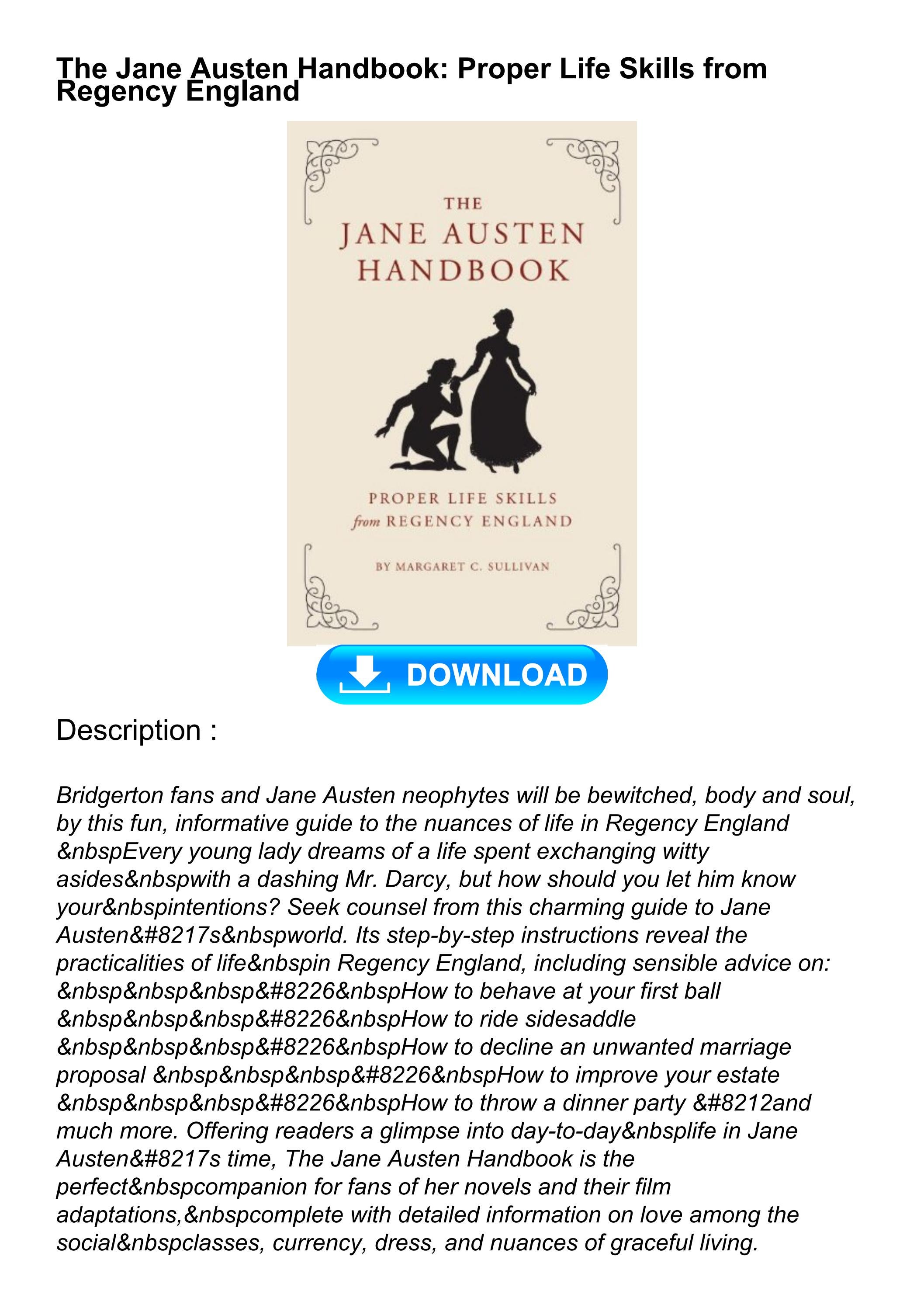 ⚡[DOWNLOAD]⚡PDF The Jane Austen Handbook: Proper Life Skills from ...