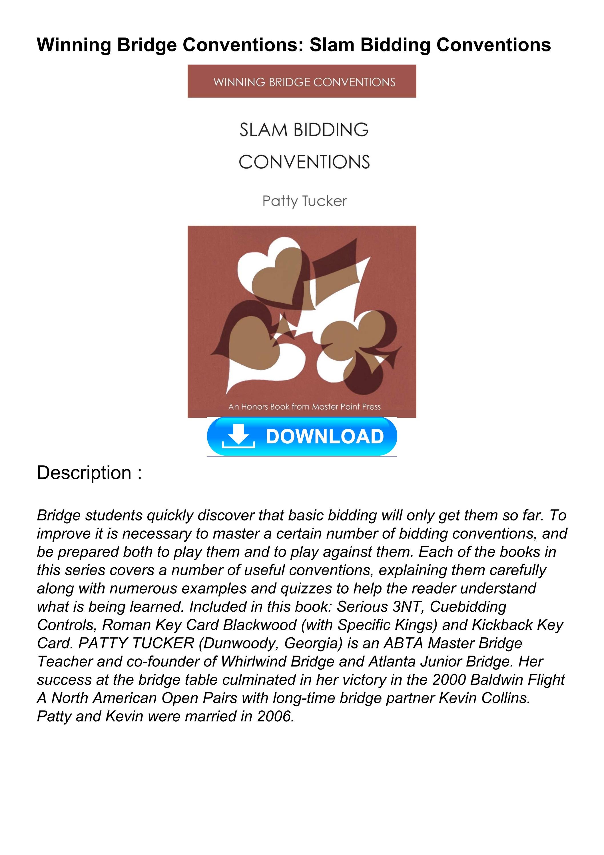 ⚡Read PDF Winning Bridge Conventions: Slam Bidding Conventions by ...