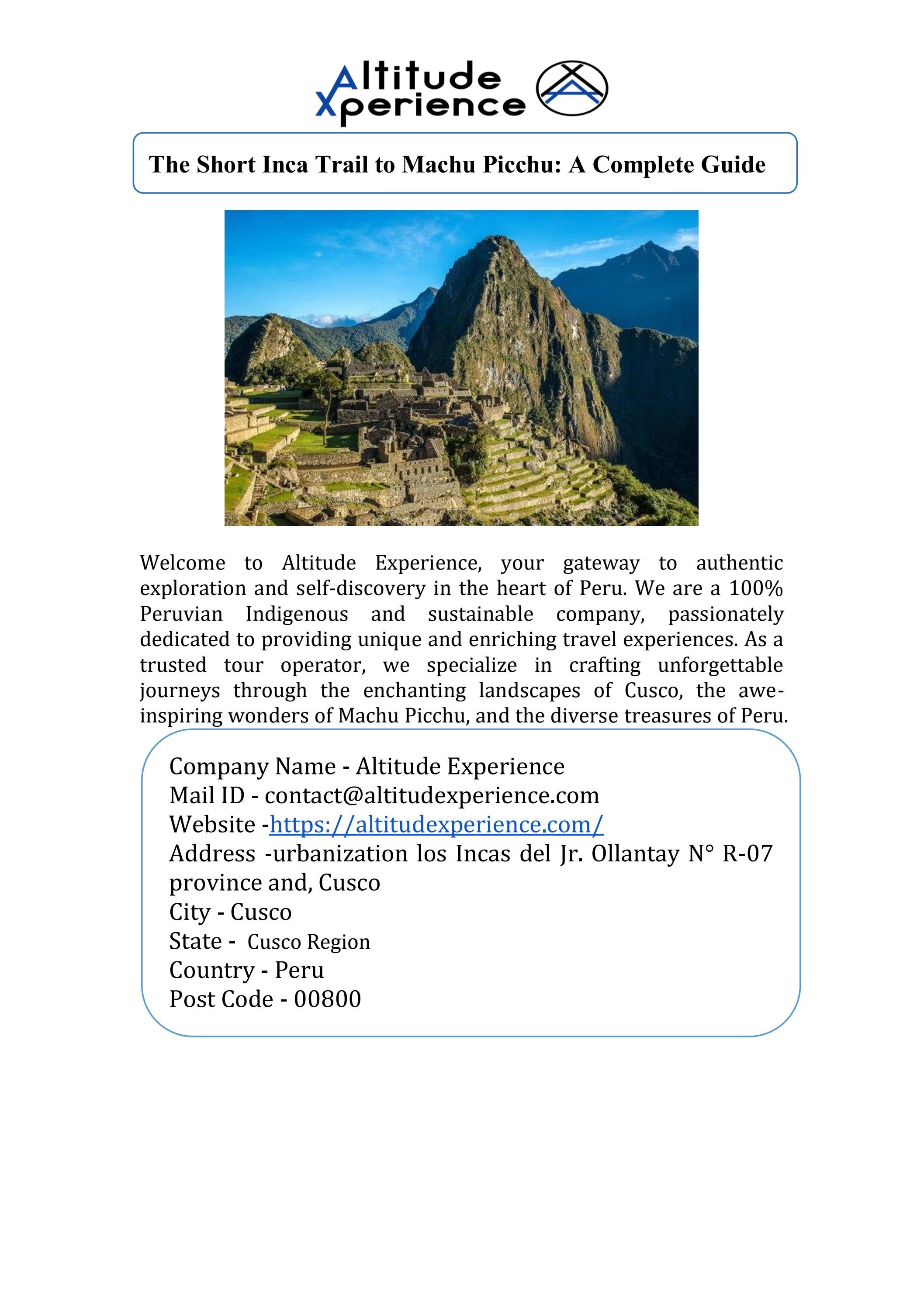 The Short Inca Trail to Machu Picchu: A Complete Guide by ...