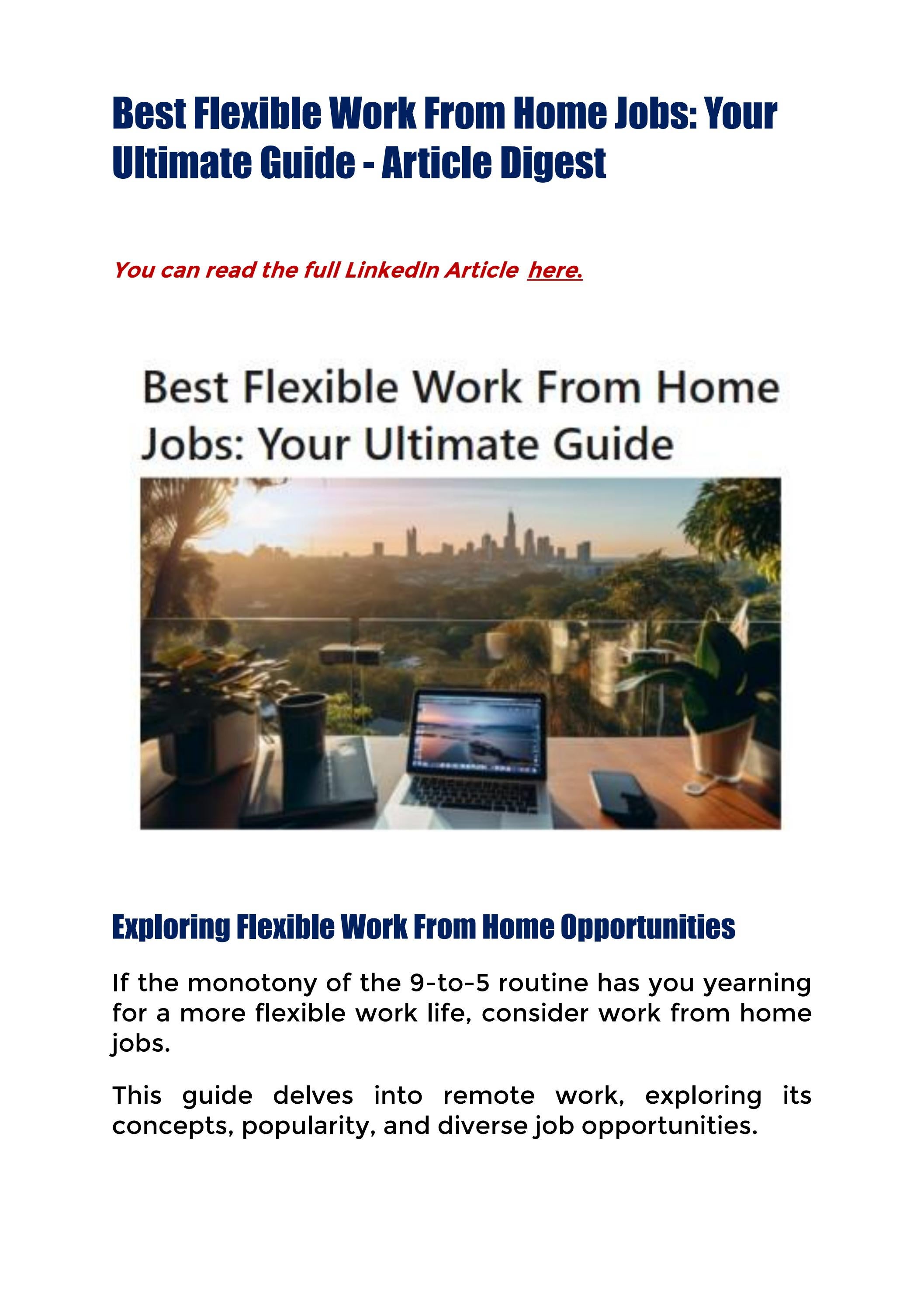 Best Flexible Work From Home Jobs: Your Ultimate Guide - Article Digest ...