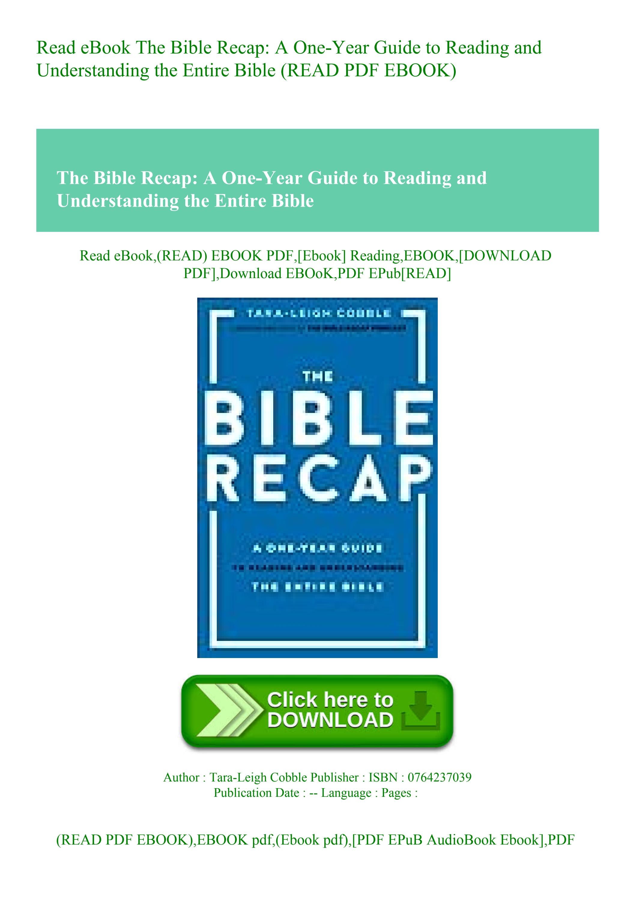 Read eBook The Bible Recap A One-Year Guide to Reading and ...