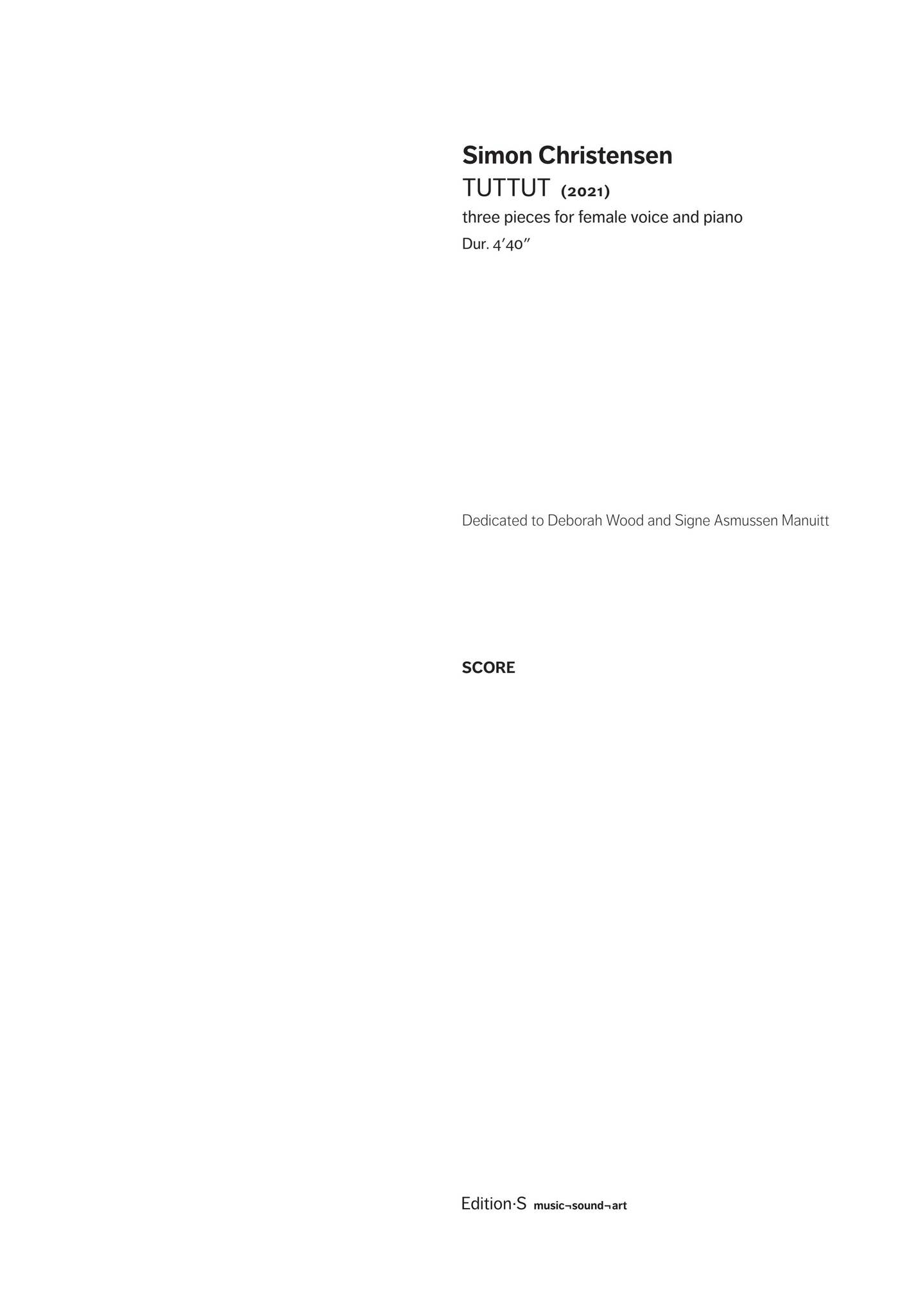 Simon Christensen: TUTTUT (2021) by Edition·S – music¬sound¬art - Issuu