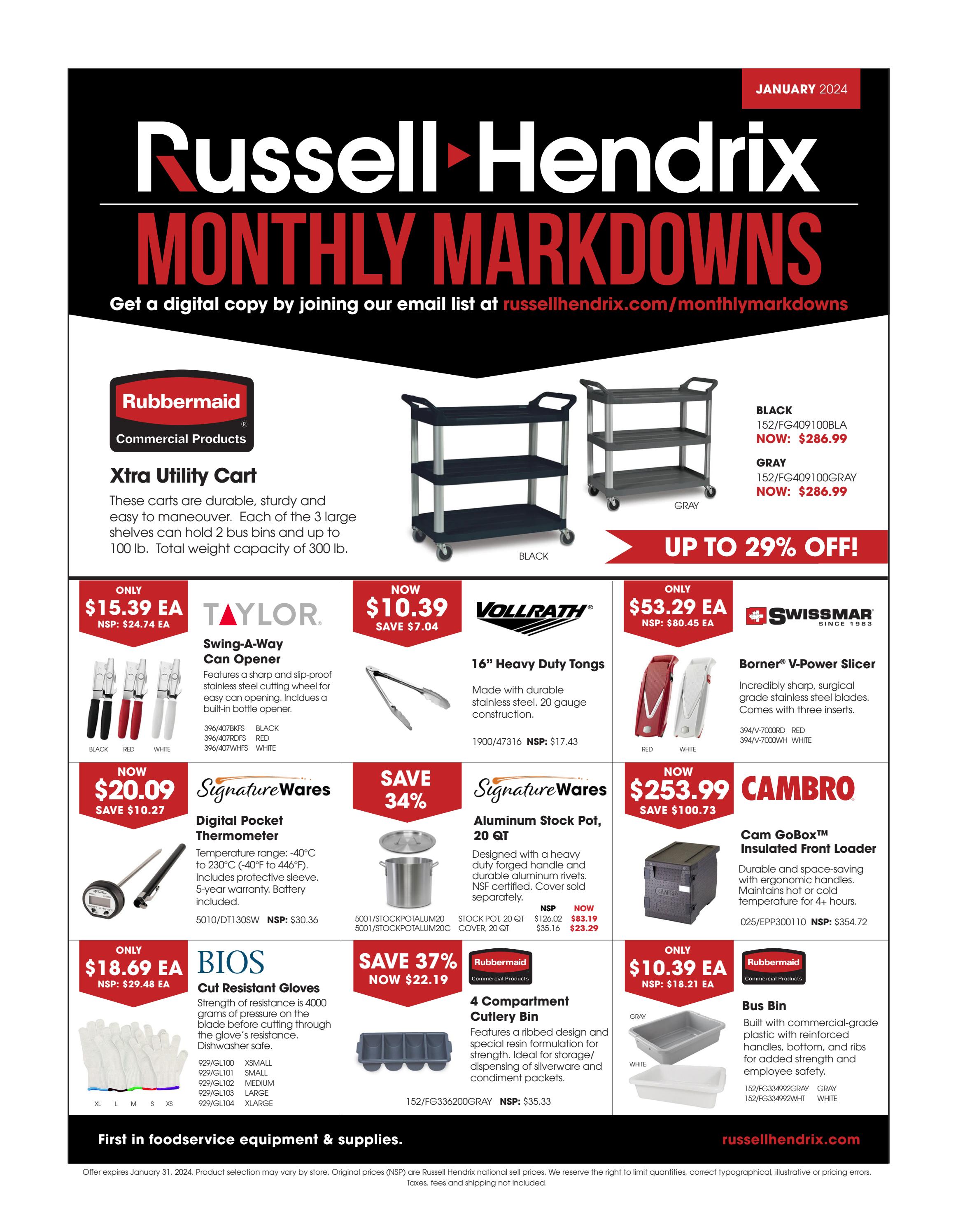 Monthly Markdowns - January 2024 by Russell Hendrix Foodservice ...