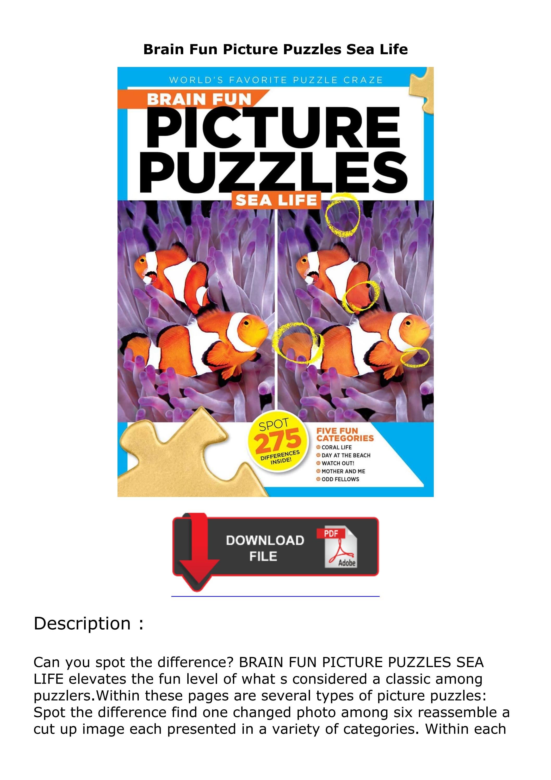 download⚡[EBOOK] Brain Fun Picture Puzzles Sea Life by kailahworthlyons ...