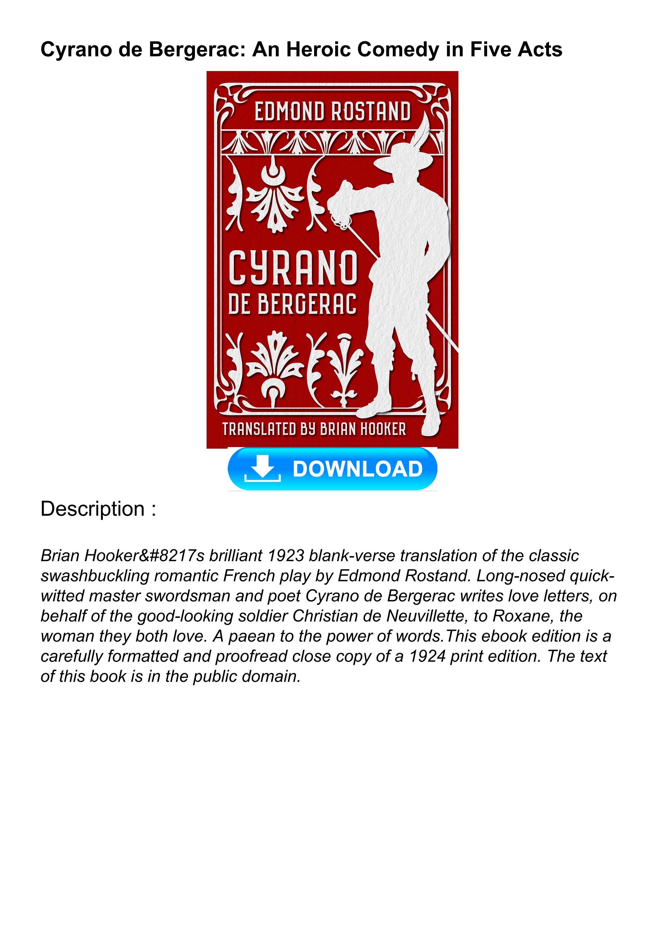 [PDF] Cyrano de Bergerac: An Heroic Comedy in Five Acts by eduokan - Issuu