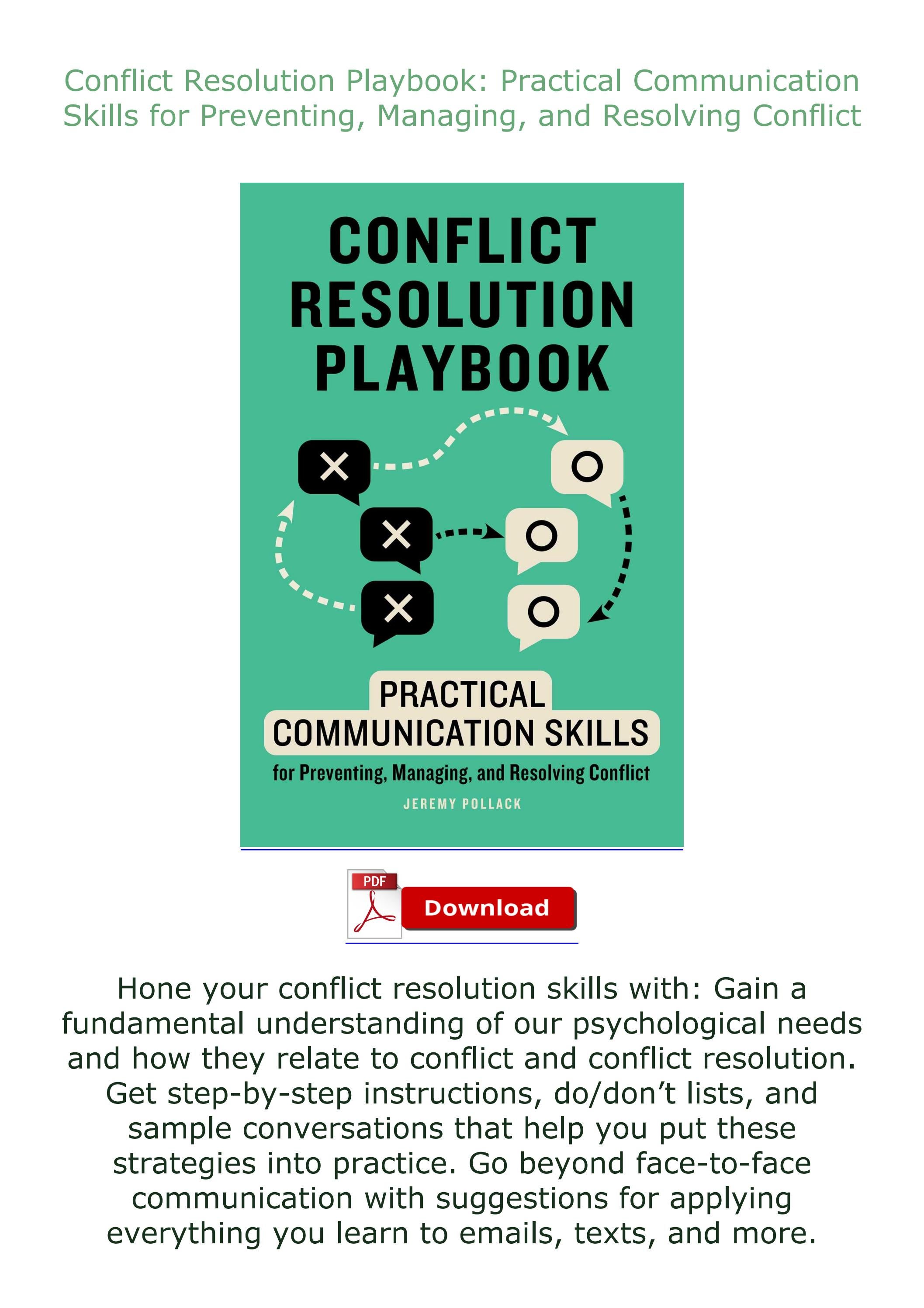 GET ⚡PDF⚡ DOWNLOAD Conflict Resolution Playbook: Practical ... GET ⚡PDF⚡ DOWNLOAD Conflict Resolution Playbook: Practical ...