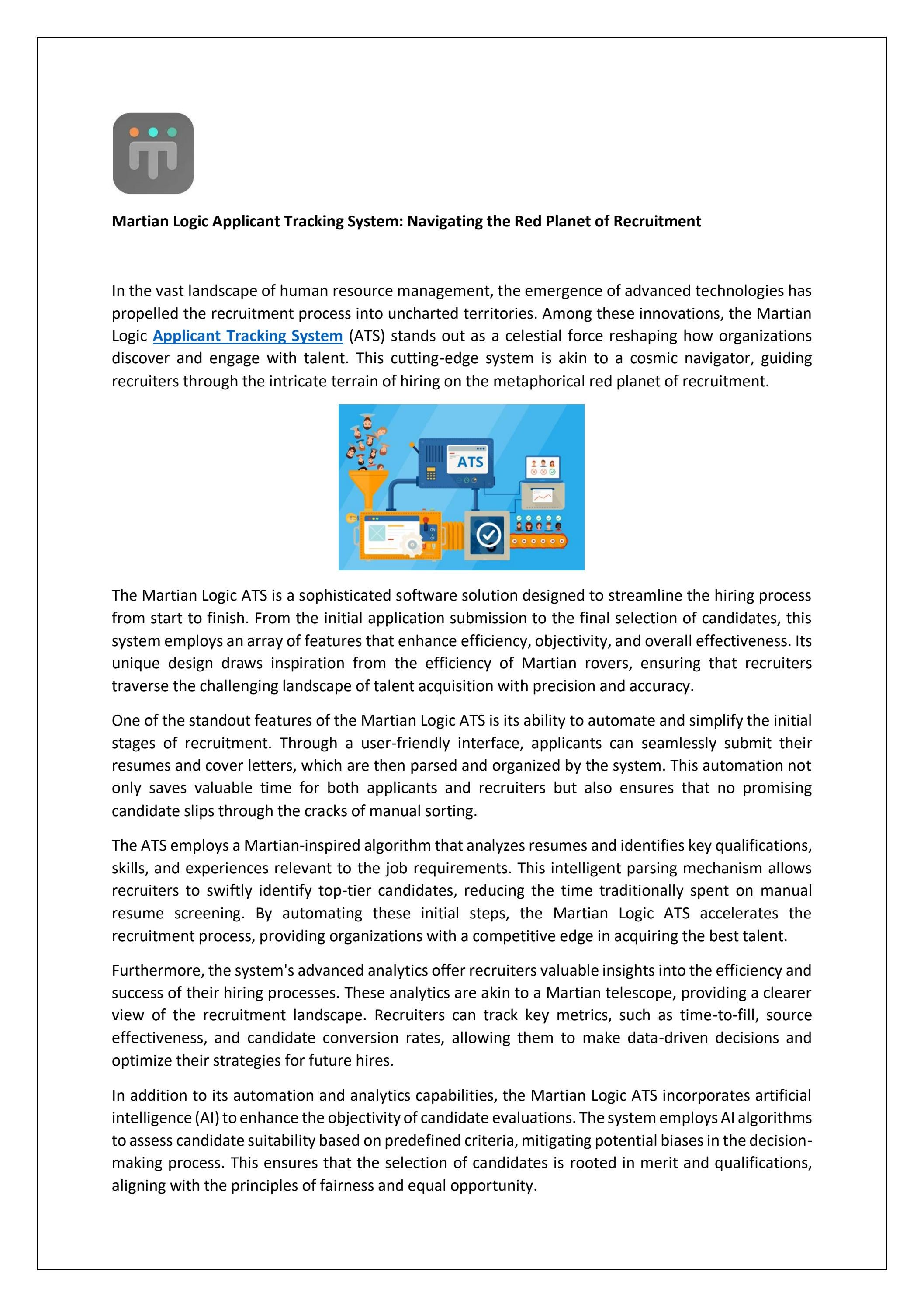 Martian Logic Applicant Tracking System: Navigating the Red Planet of Recruitment by Martian ...