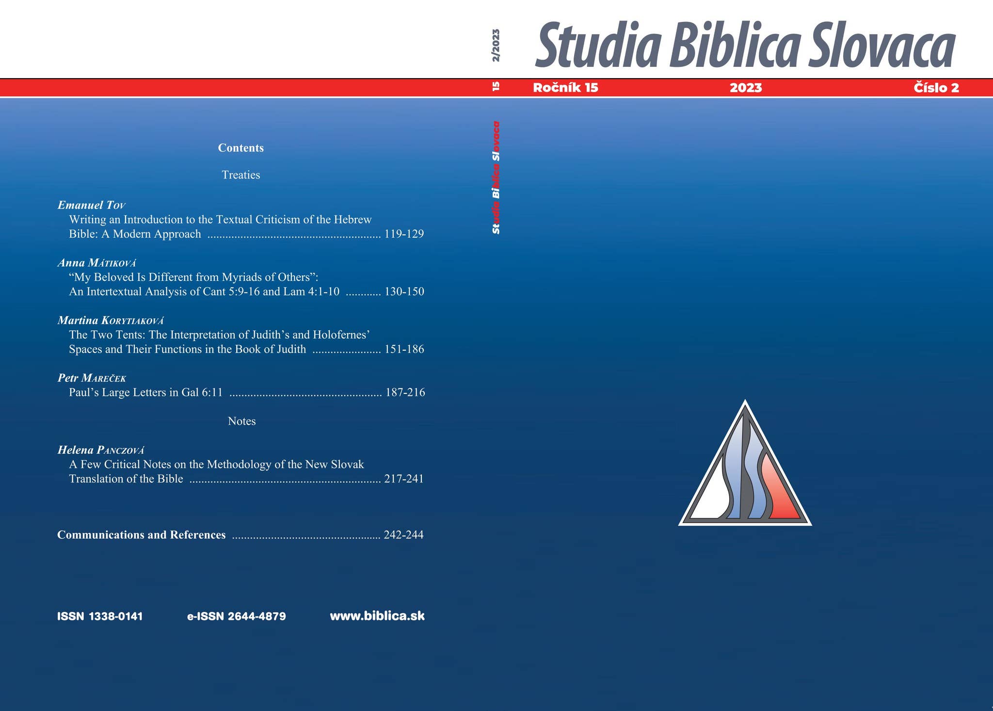 Studia Biblica Slovaca 15/2 (2023) by Studia Biblica Slovaca - Issuu