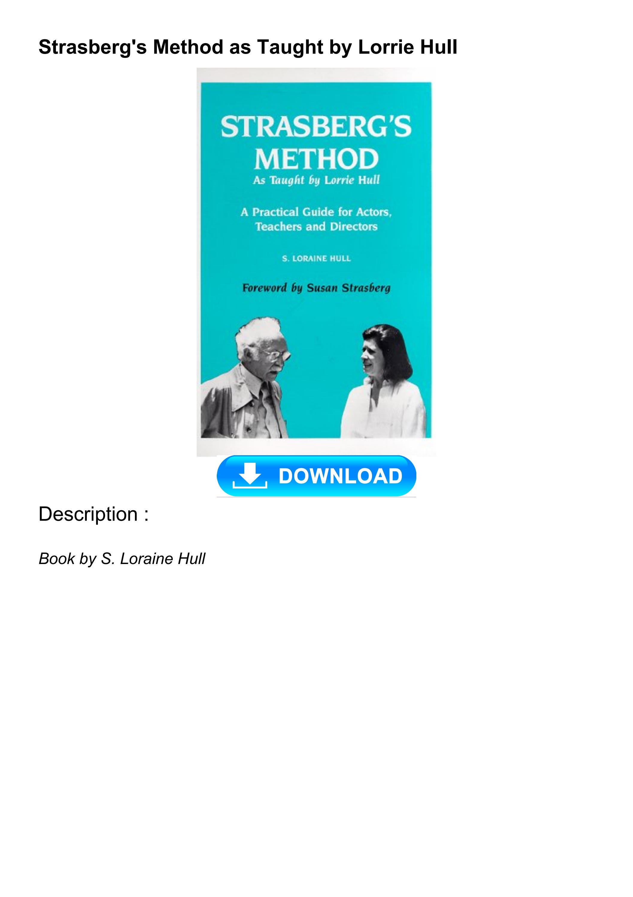[Read]⚡EBOOK Strasberg's Method as Taught by Lorrie Hull by ...