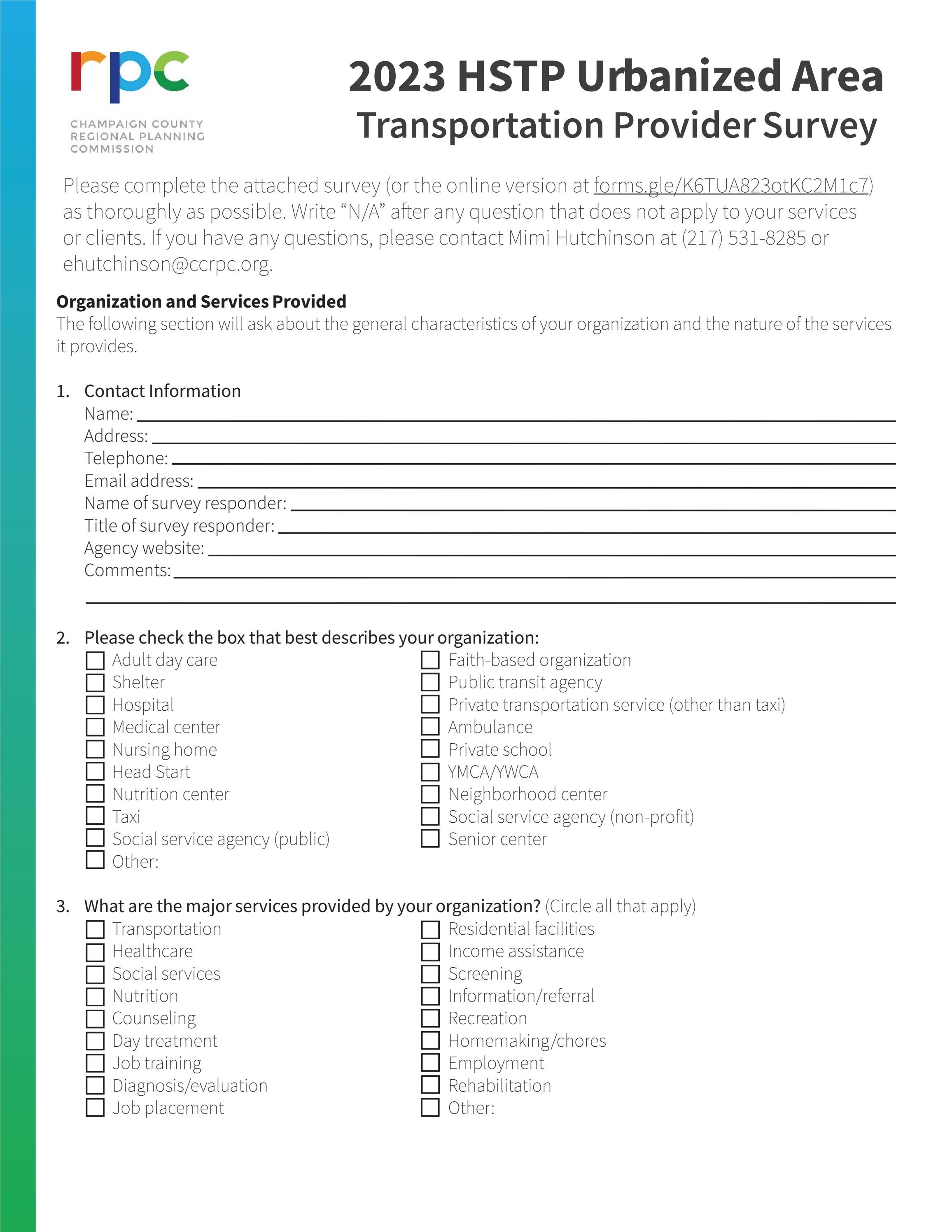 Transportation Provider Survey by Mimi Hutchinson - Issuu