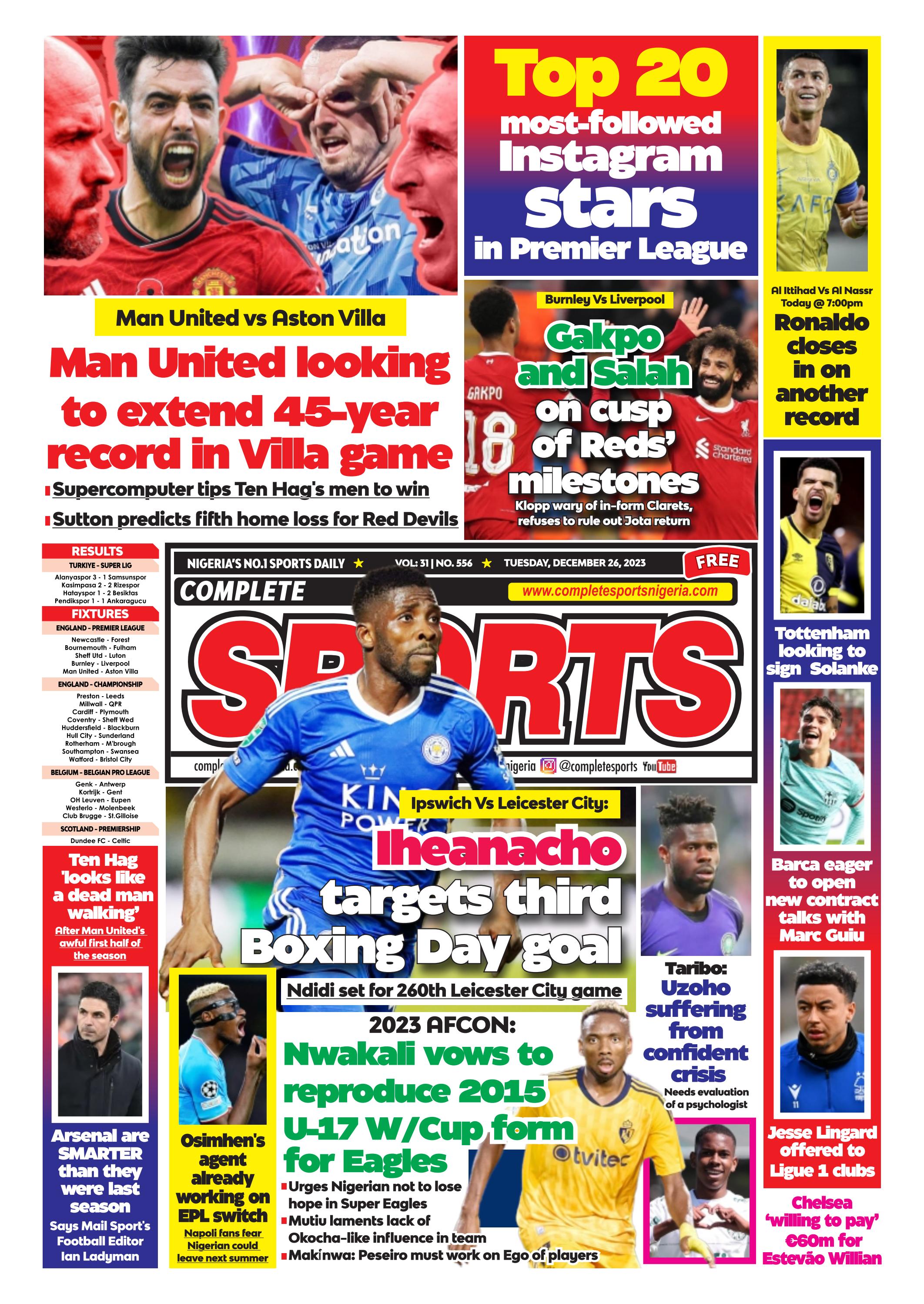 COMPLETE SPORTS - TUESDAY, DEC 26, 2023 by Complete Sports - Issuu