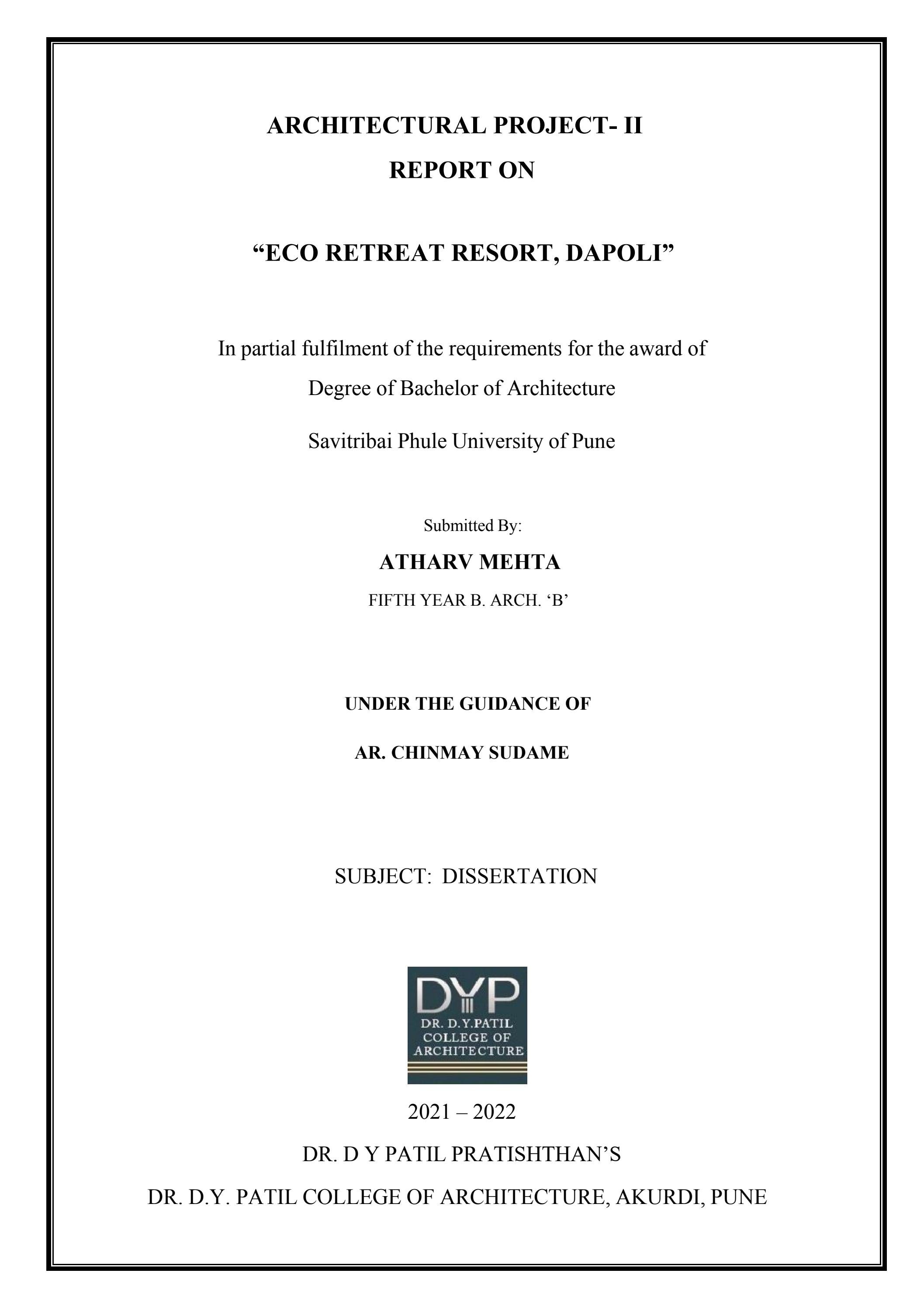 Eco retreat resort - Dissertation report by Atharv Mehta - Issuu