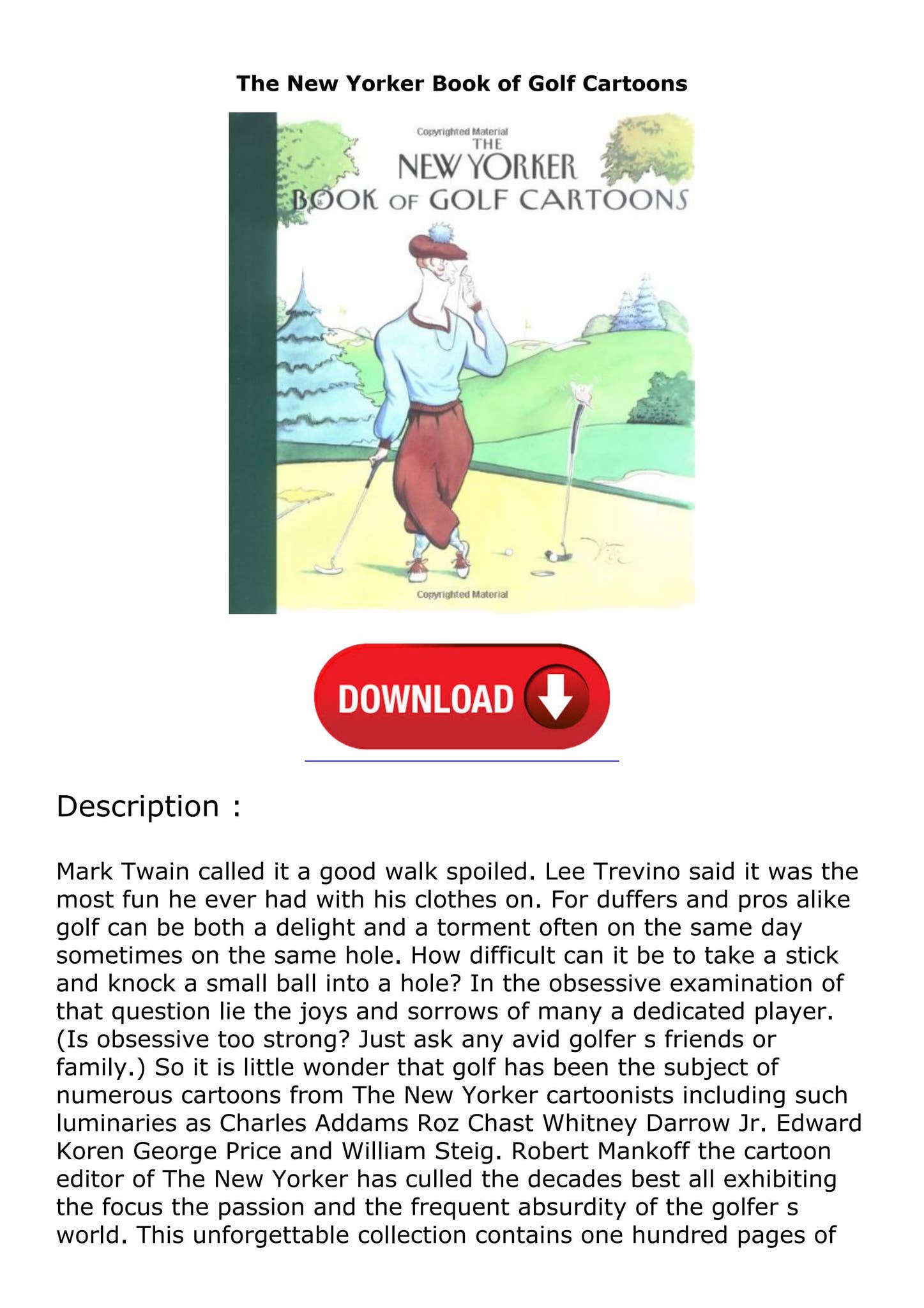 DownloadPDF The New Yorker Book of Golf Cartoons by kaleyhworthvaughn ...