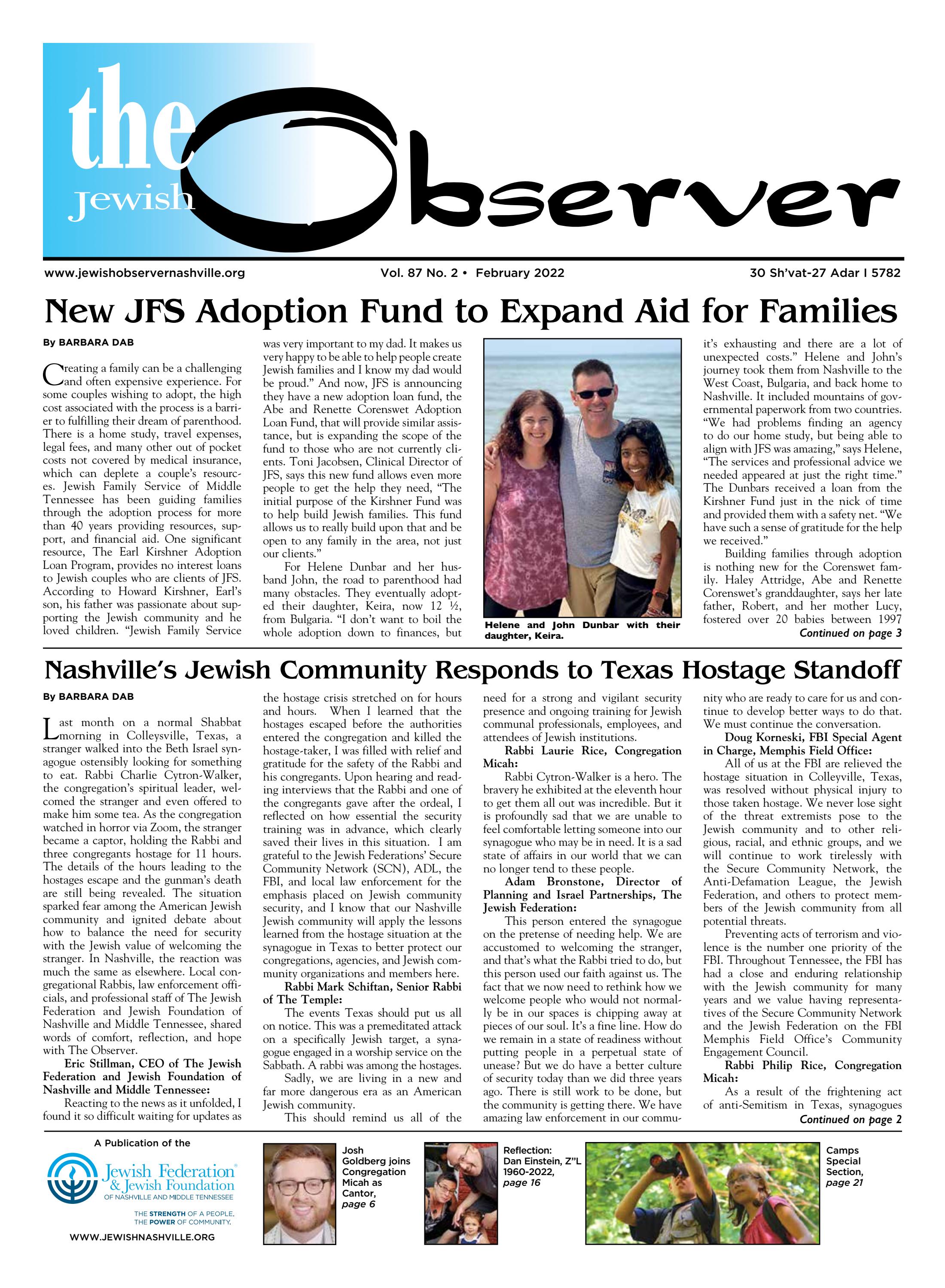 The Observer Vol. 87 No. 2 – February 2022 by Jewish Observer - Issuu