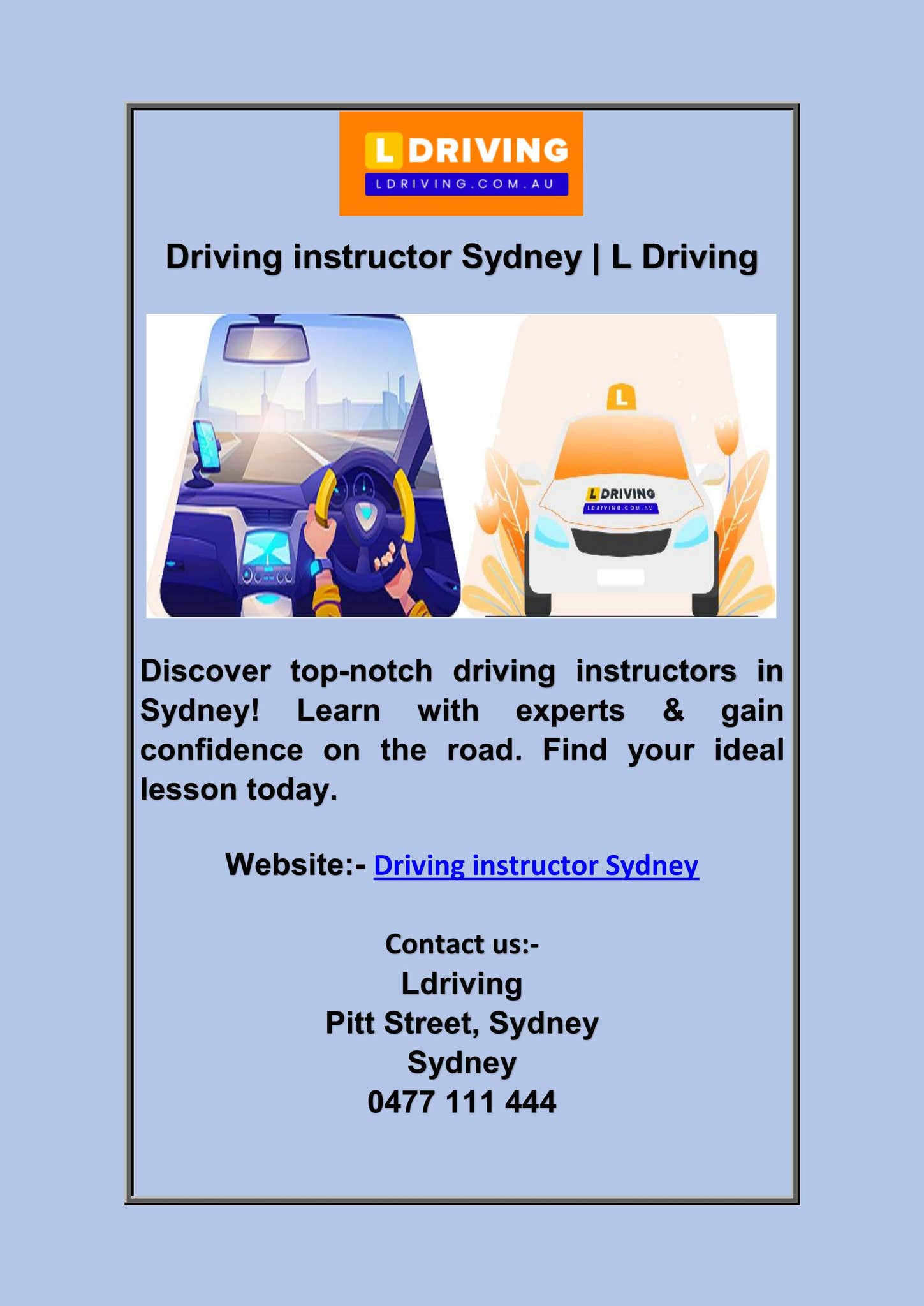 Driving instructor Sydney | L Driving by L Driving - Issuu