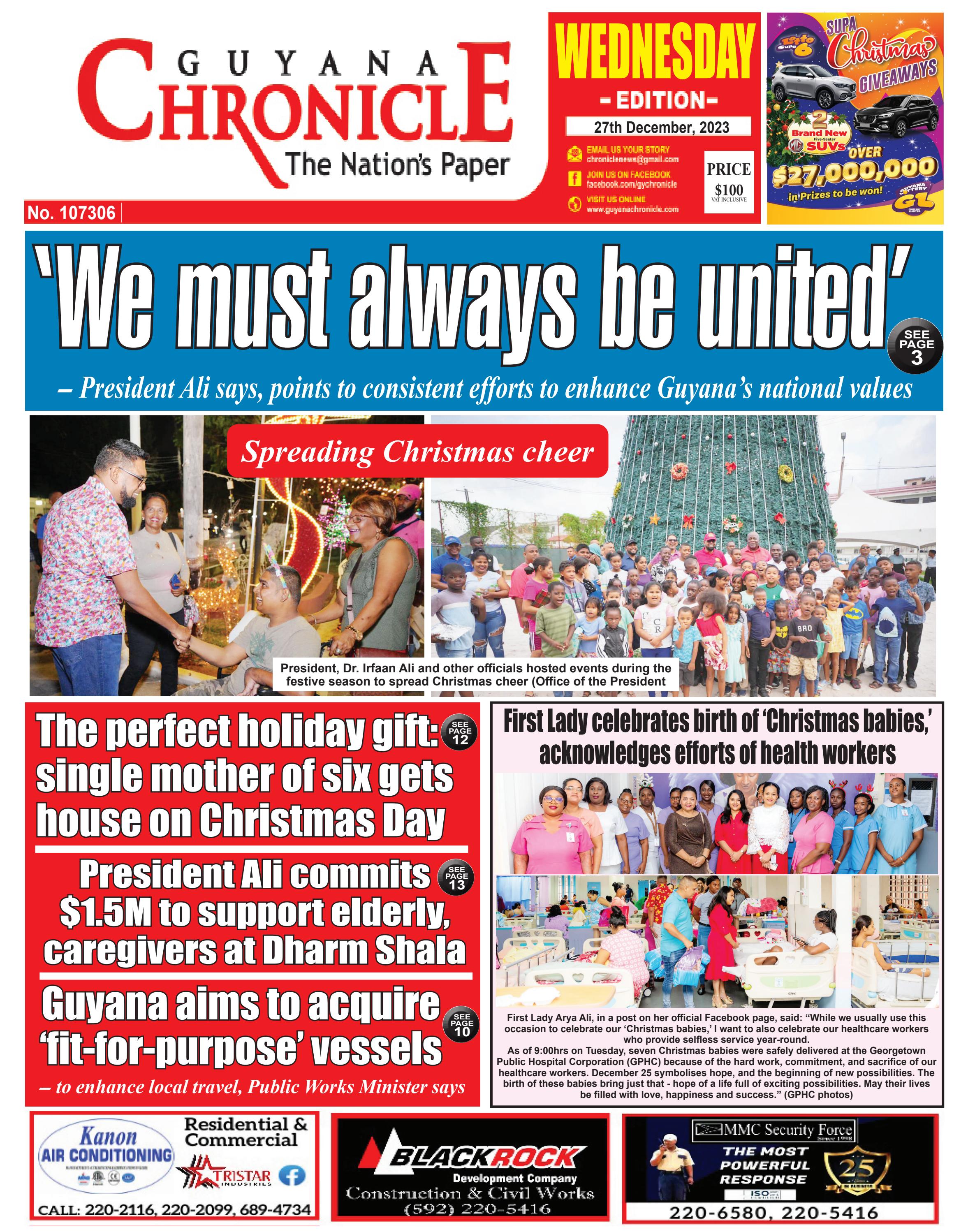 Guyana Chronicle E-Paper 27-12-2023 by Guyana Chronicle - Issuu