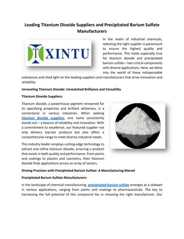 Leading Titanium Dioxide Suppliers and Precipitated Barium Sulfate ...