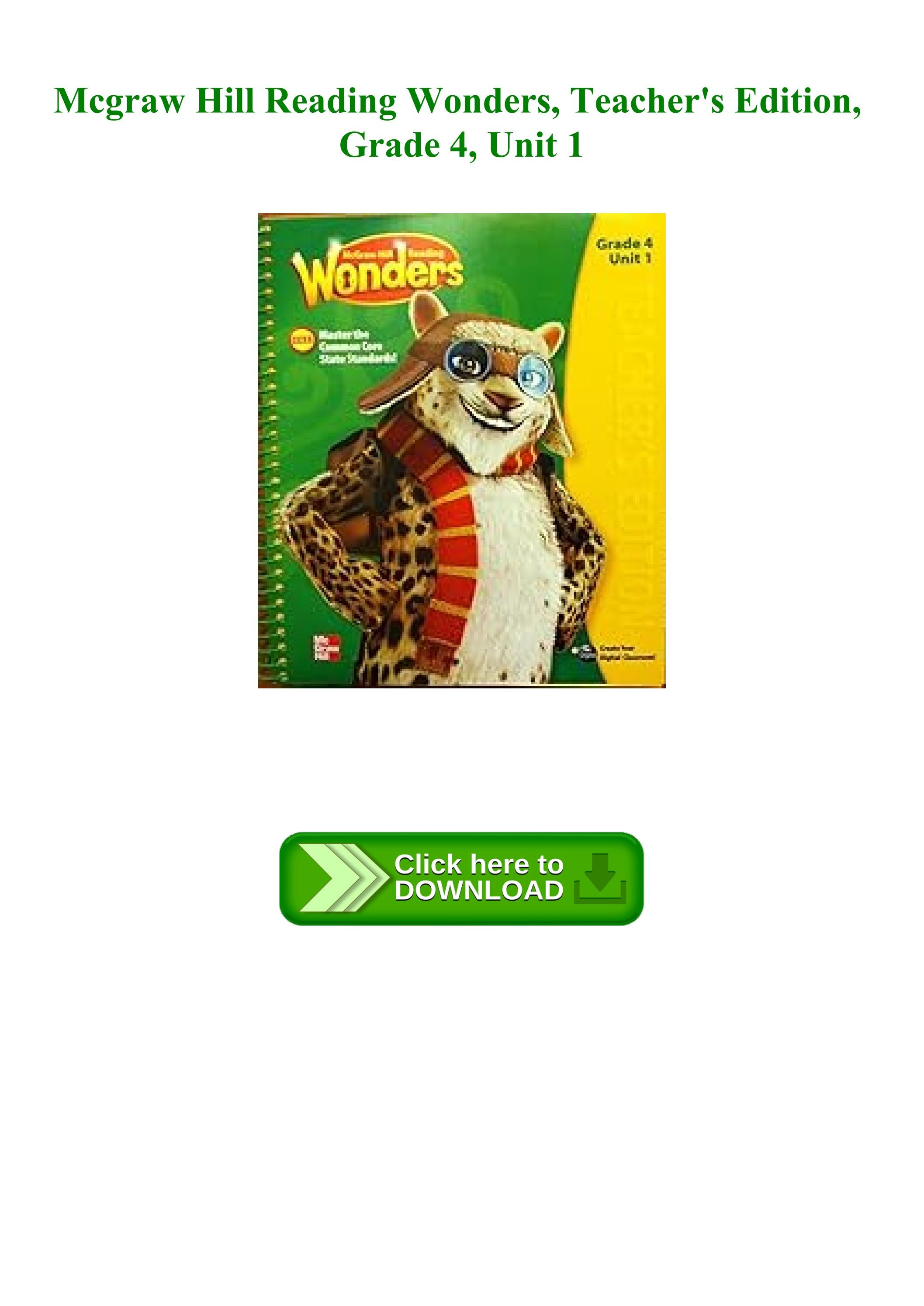 [BOOKS] Mcgraw Hill Reading Wonders Teacher's Edition Grade 4 Unit 1 by ...