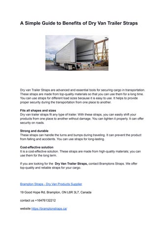 A Simple Guide to Benefits of Dry Van Trailer Straps by bramptonstraps ...