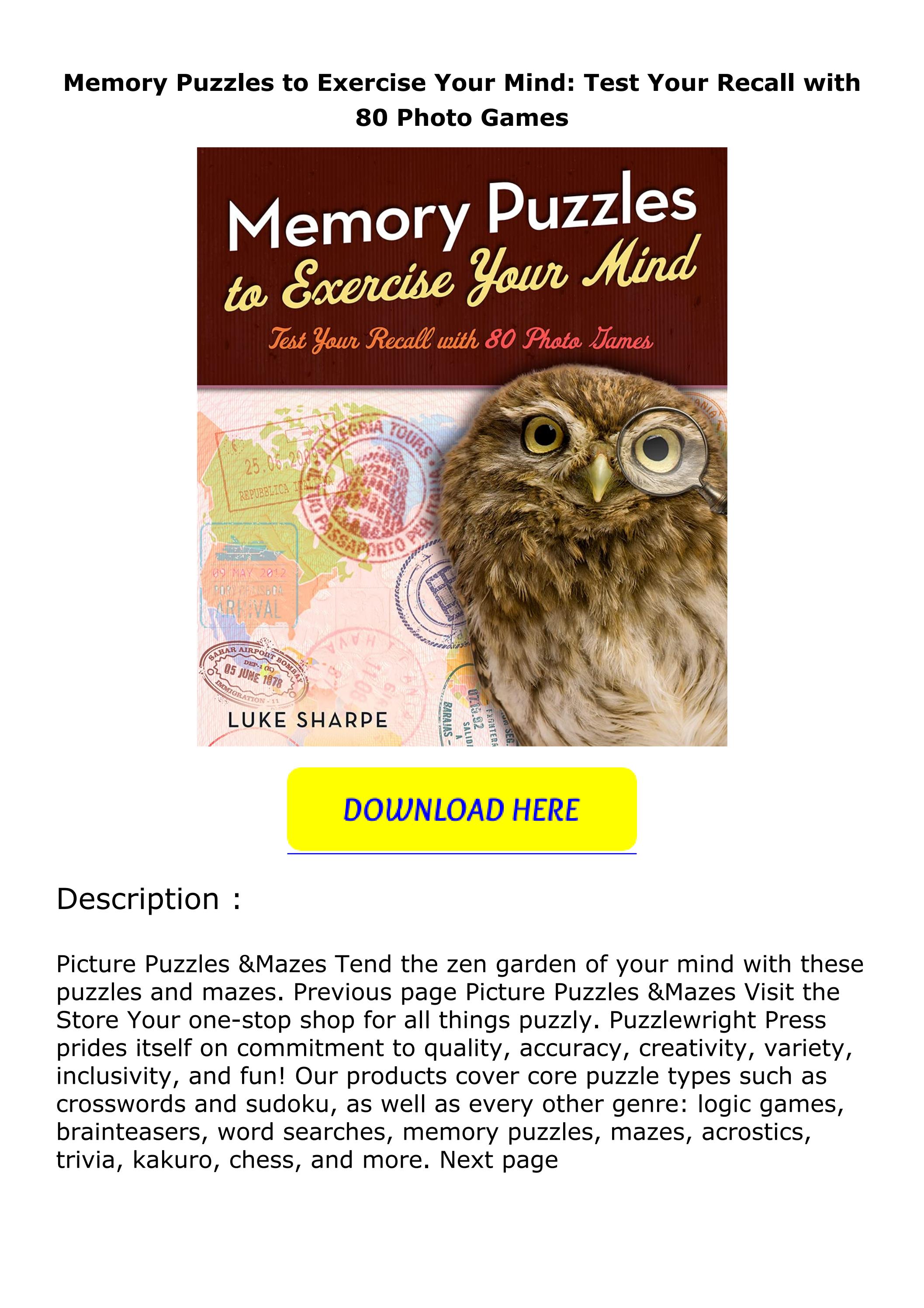 [Download ]⚡️PDF ️ Memory Puzzles to Exercise Your Mind: Test Your ...