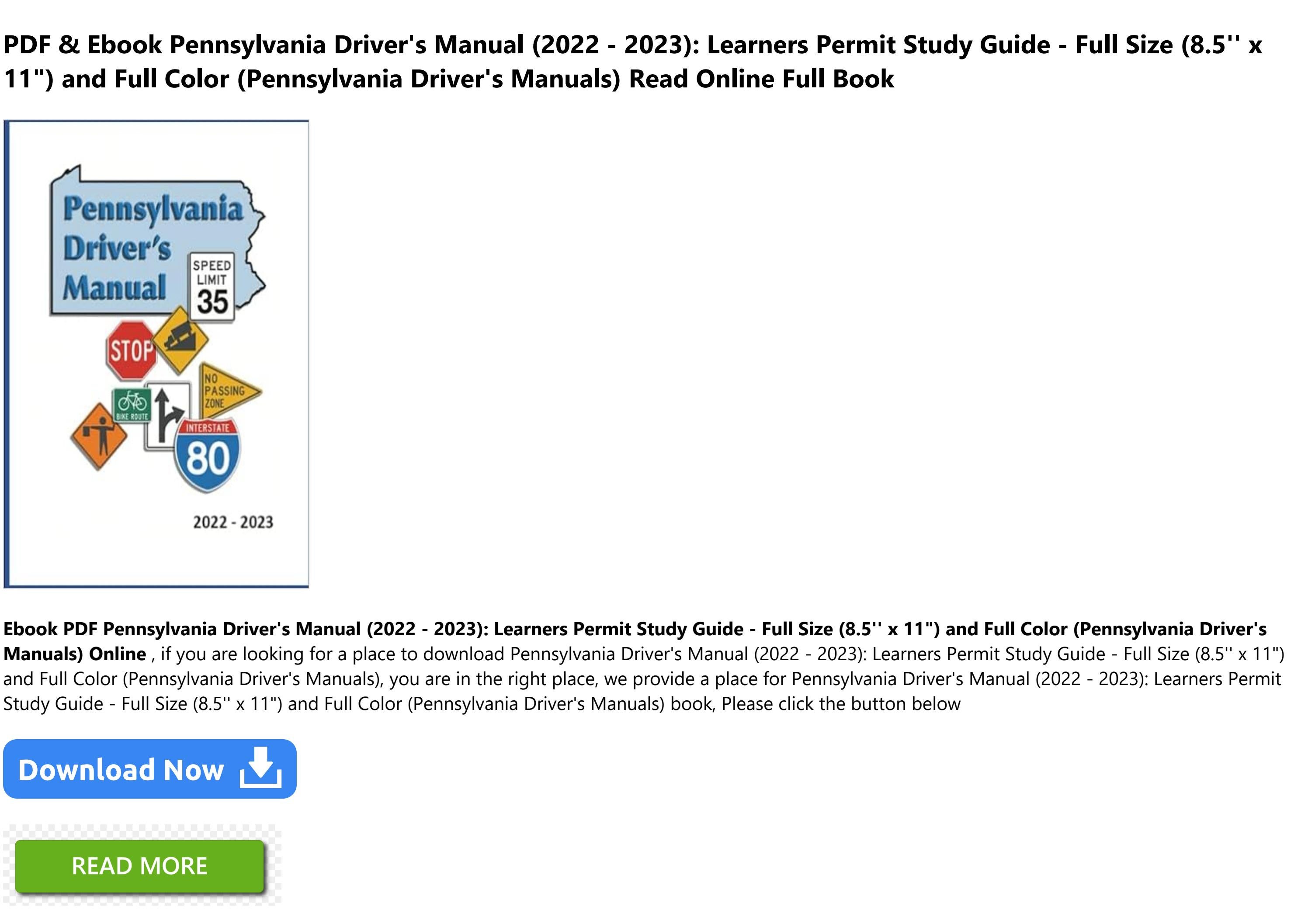 [PDF] [DOWNLOAD] Pennsylvania Driver's Manual (2022 - 2023): Learners ...