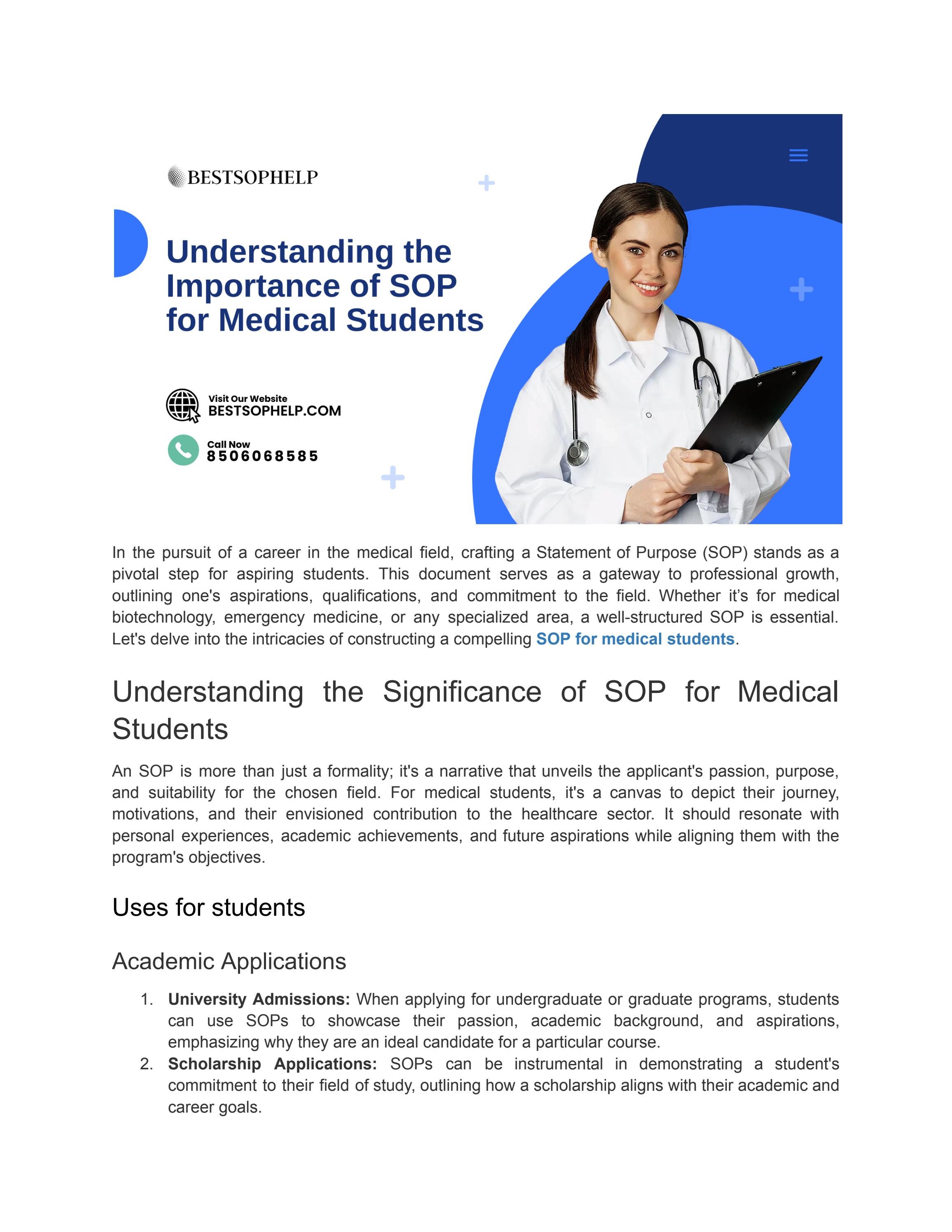 Understanding the Importance of SOP for Medical Students by Henry Tada ...