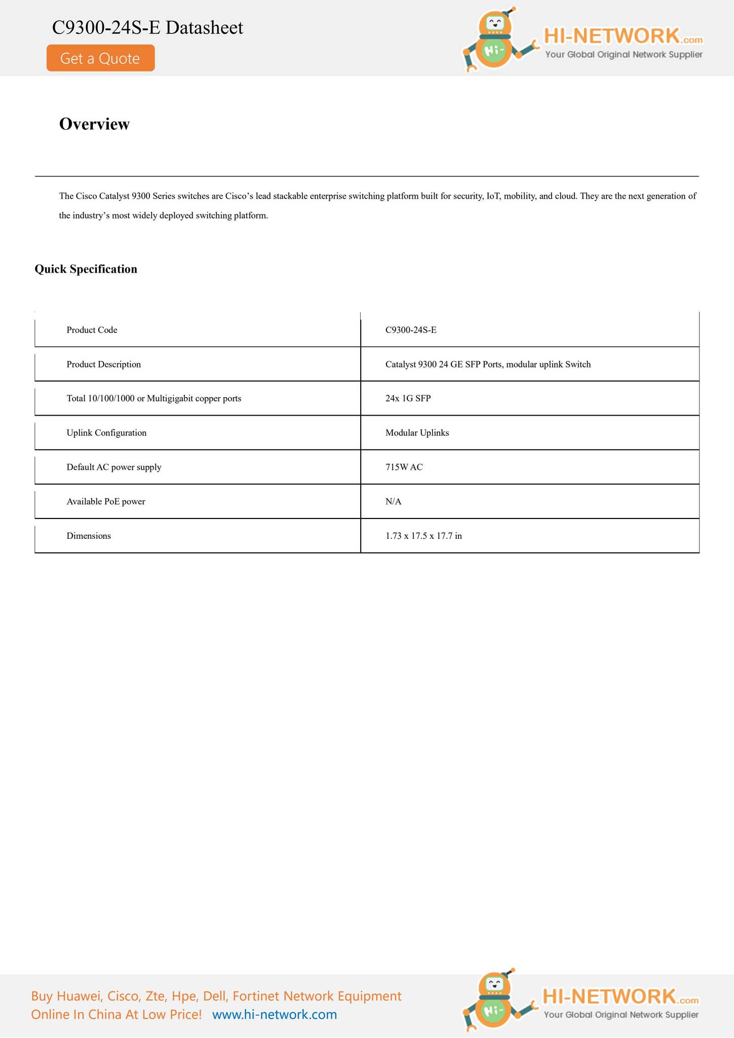 cisco-c9300-24s-e-datasheet.pdf by Hi-Network - Issuu