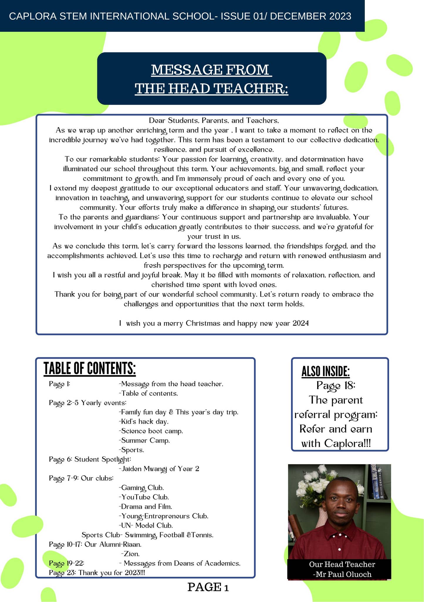 Caplora STEM International School December, 2023 Newsletter by Caplora ...