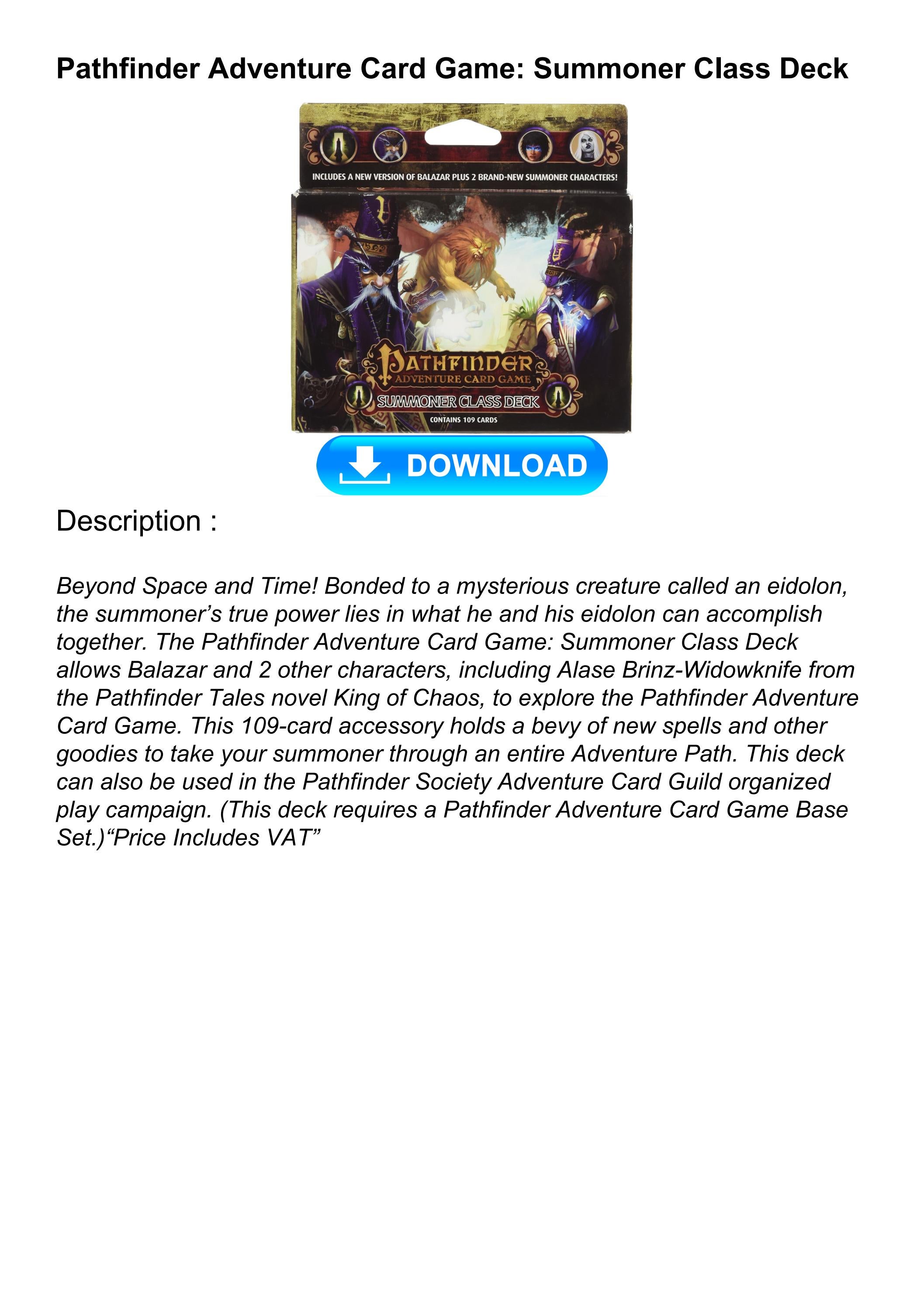[PDF]⚡Ebook Pathfinder Adventure Card Game: Summoner Class Deck by ...
