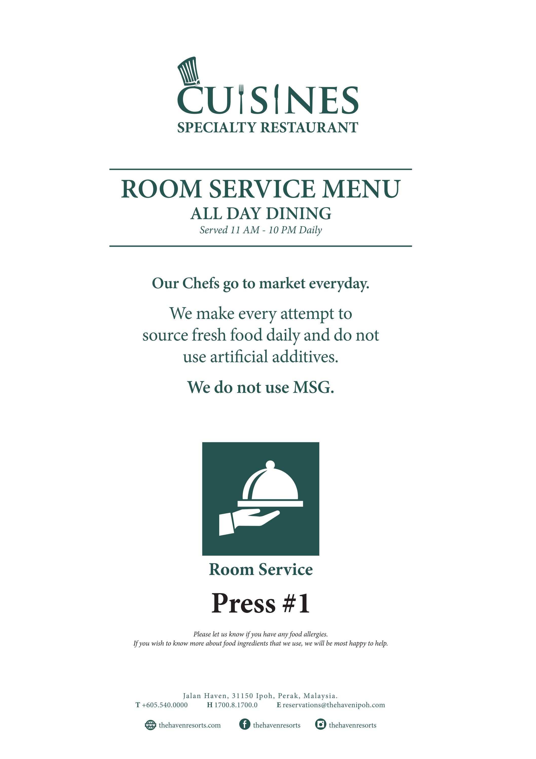 Room Service Menu | Cuisines | The Haven Ipoh by The Haven Resort - Issuu